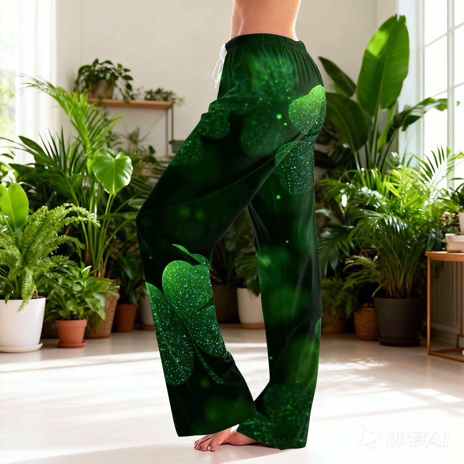 Cute Funny St. Patrick's Day Patterns Women's Pajamas Pants Wide Leg ...