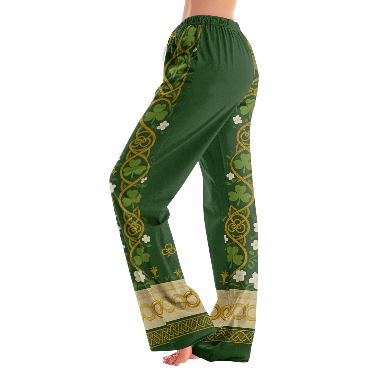 Cute Funny St. Patrick's Day Patterns Women's Pajamas Pants Wide Leg ...