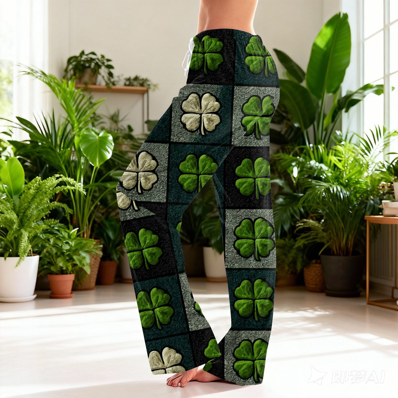 Cute Funny St. Patrick's Day Patterns Women's Pajamas Pants Wide Leg ...