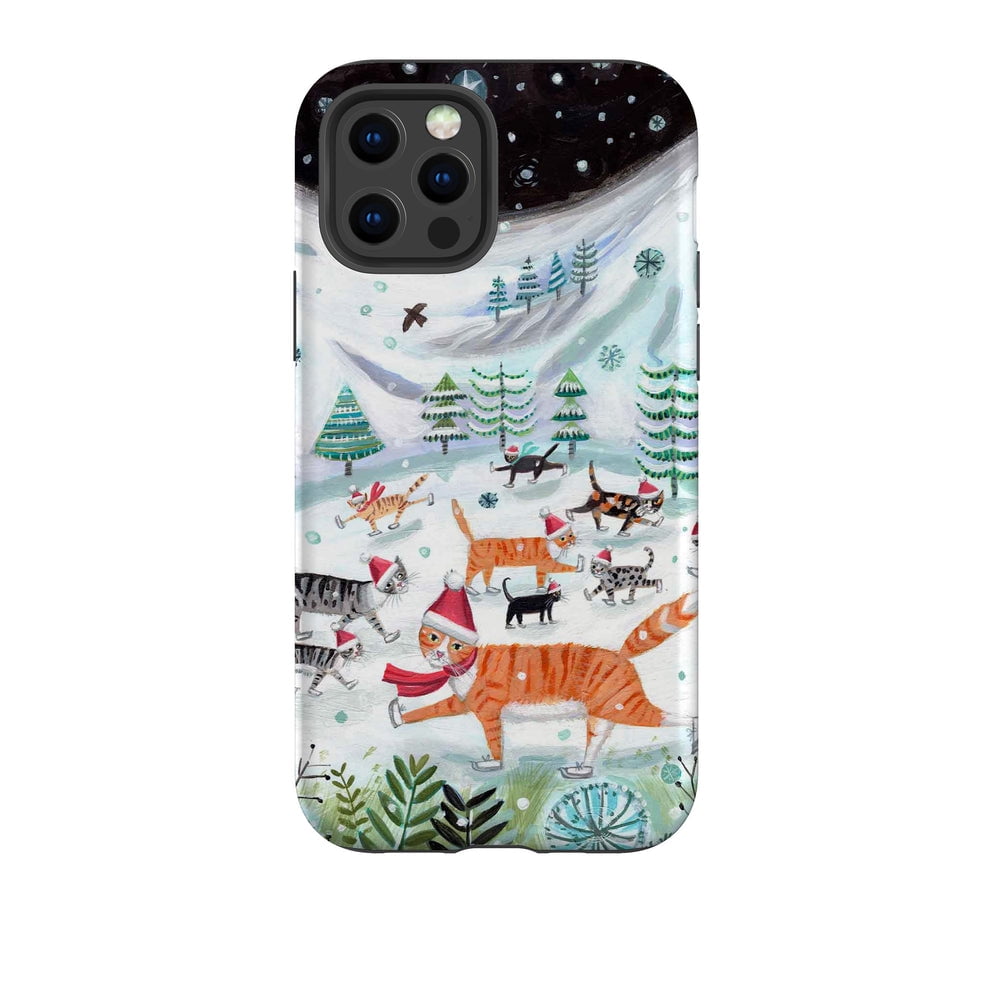 Cute Funny Winter Cats on Ice Phone Case for iPhone 11 12 13 14 15 16 ...