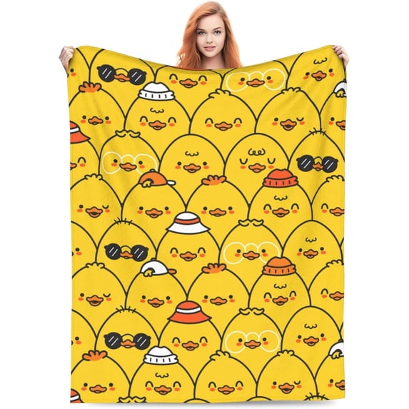 Cute Funny Yellow Ducks Blanket Throw Blanket Soft Fuzzy Travel Blanket ...