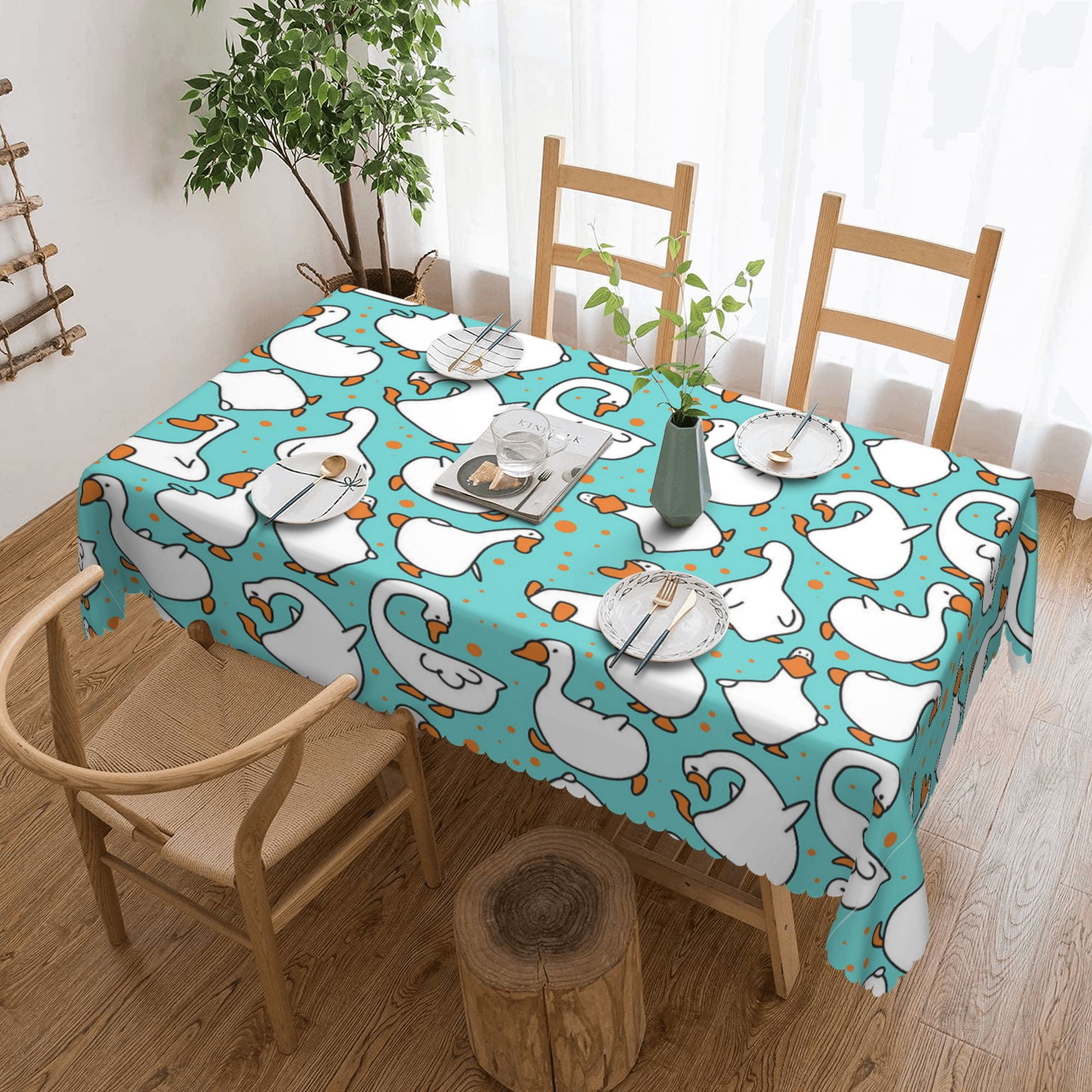 Cute Funny duck Animal Tablecloth Rectangle Waterproof Spill-Proof ...