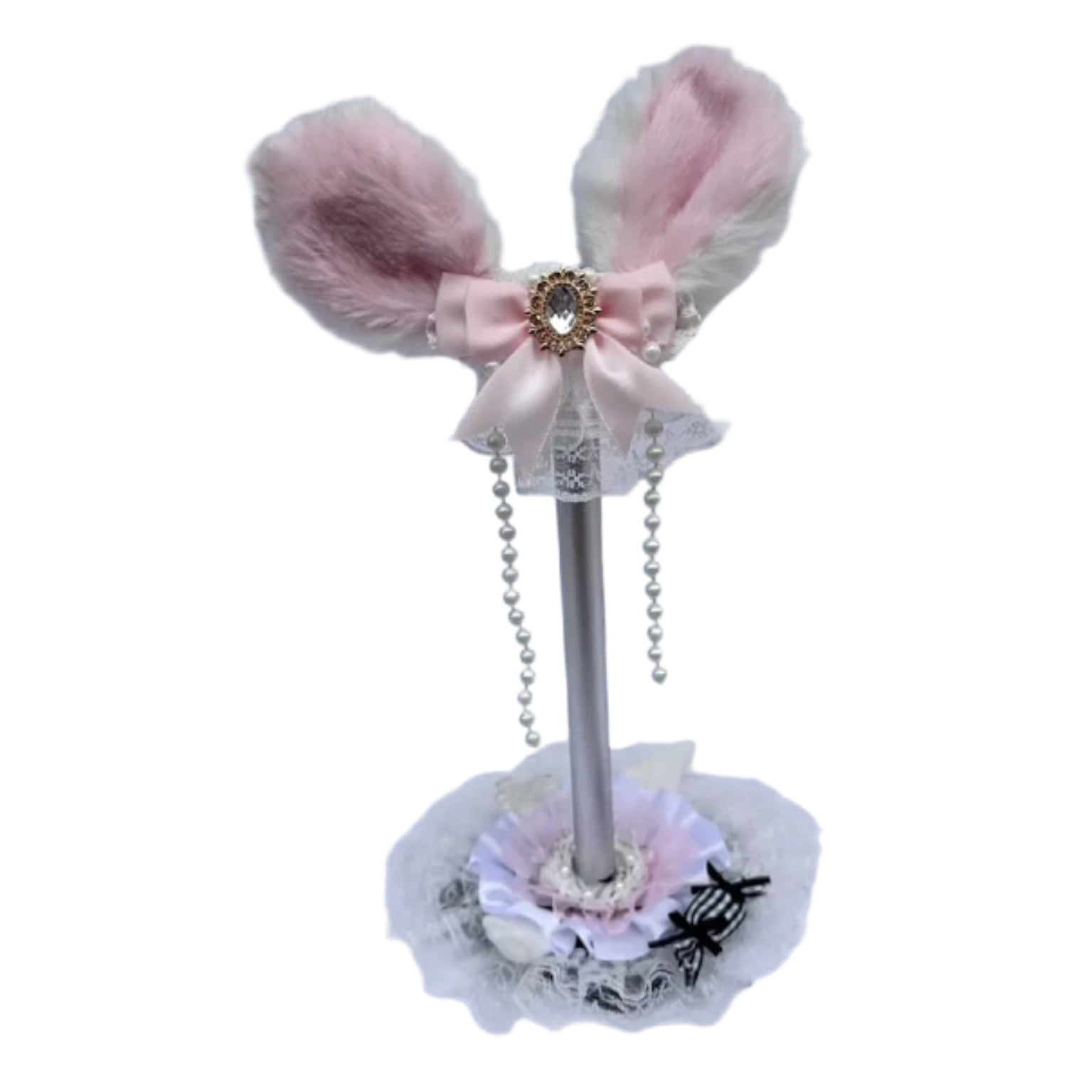 Cute Furry Angel Wing & Bunny Ear Headphone Stand, Kawaii Desktop ...