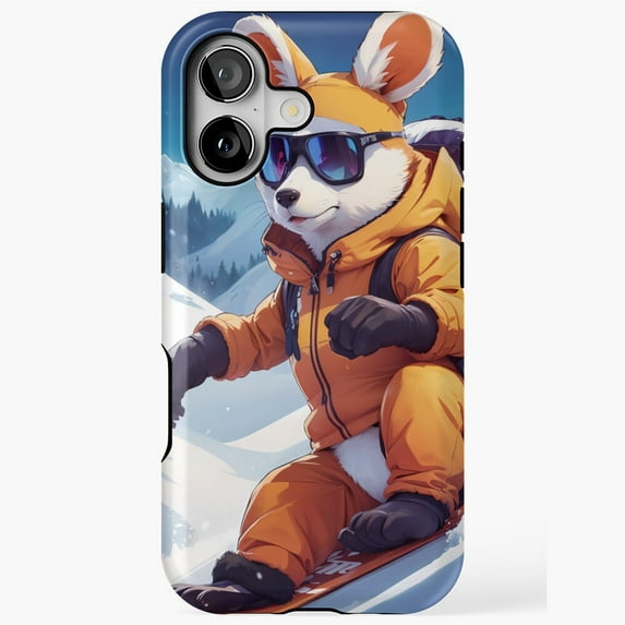 Cute Furry Animal Snowboarding Winter Sports Phone Case with iPhone 17 ...