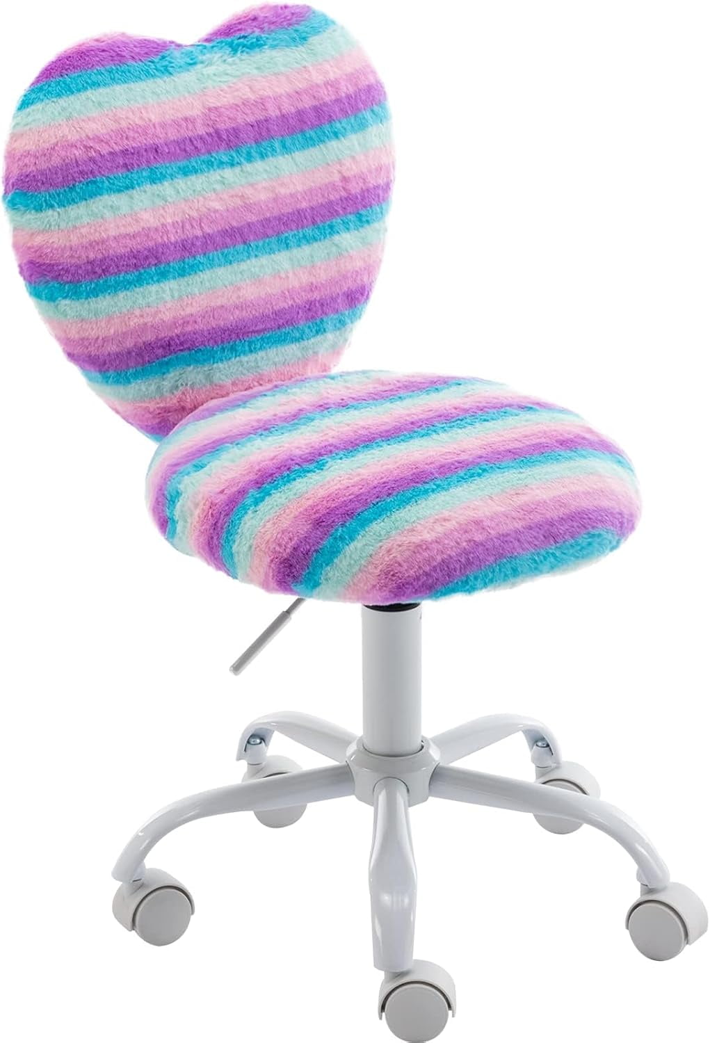 Cute Fuzzy Kids Chair for Teenage Girls Rolling Study Desk Student ...