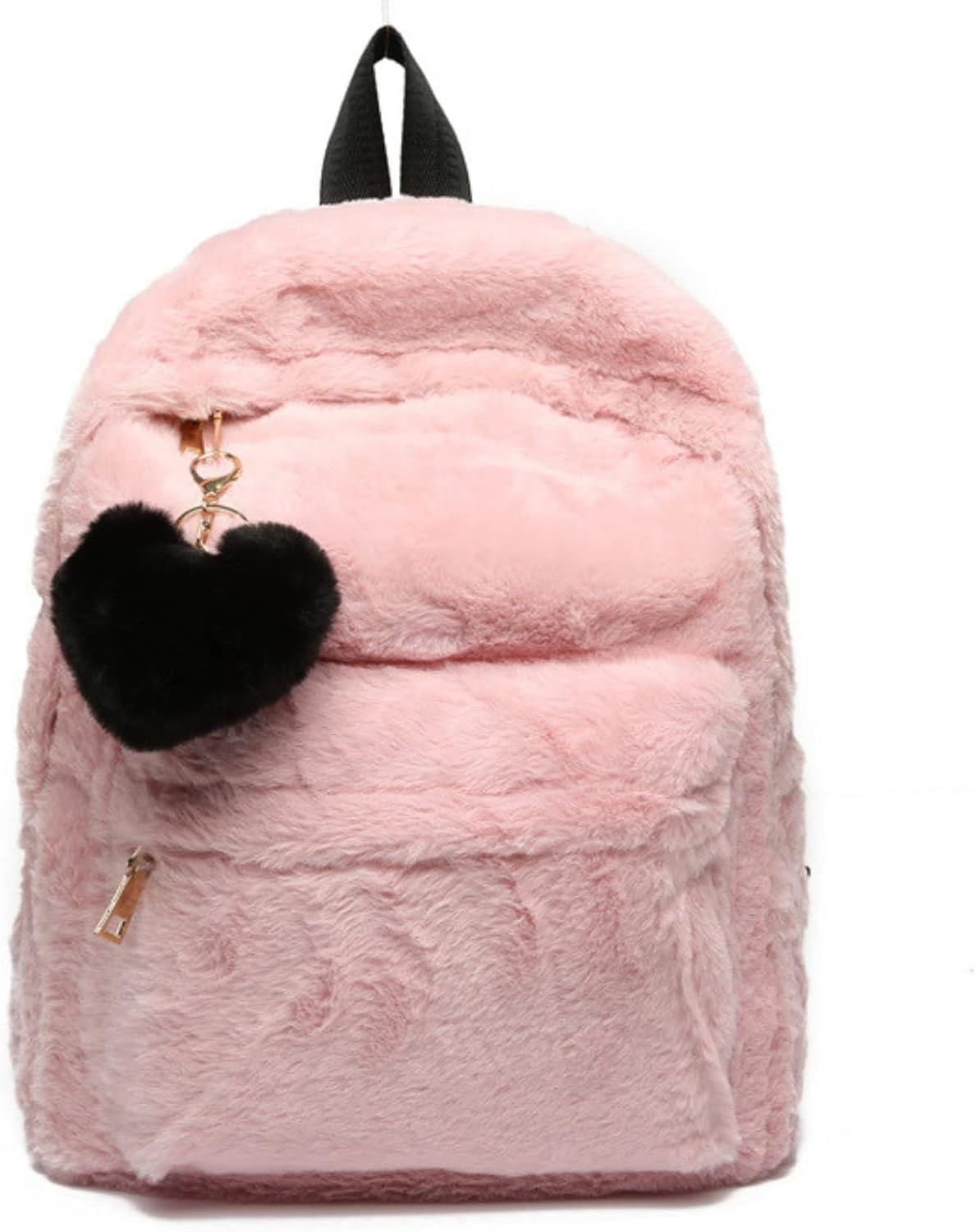 Cute Fuzzy Pink Backpack for Women Aesthetic Black Backpack Kawaii ...