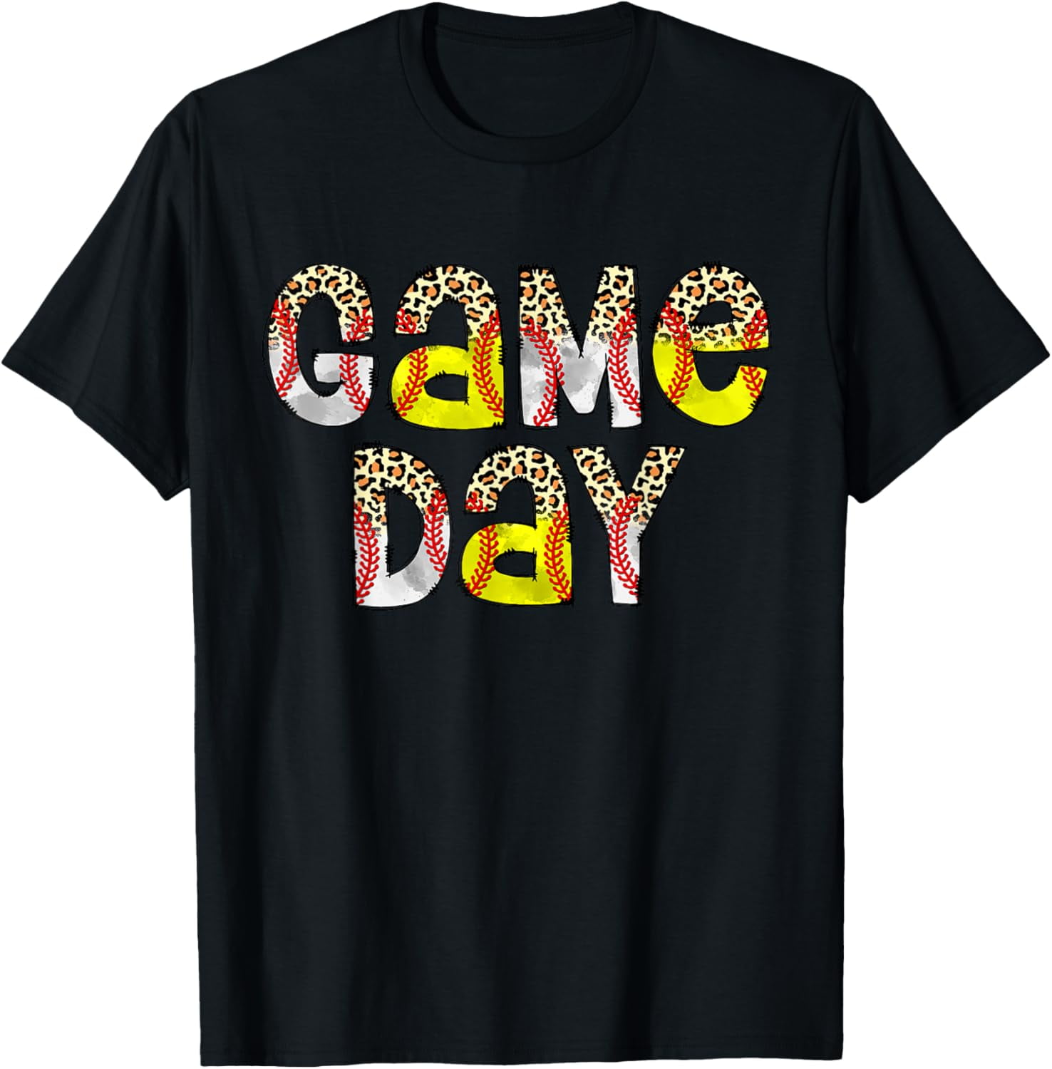 Cute Game Day Leopard Baseball Softball Mom Life Mom of Both T-Shirt ...