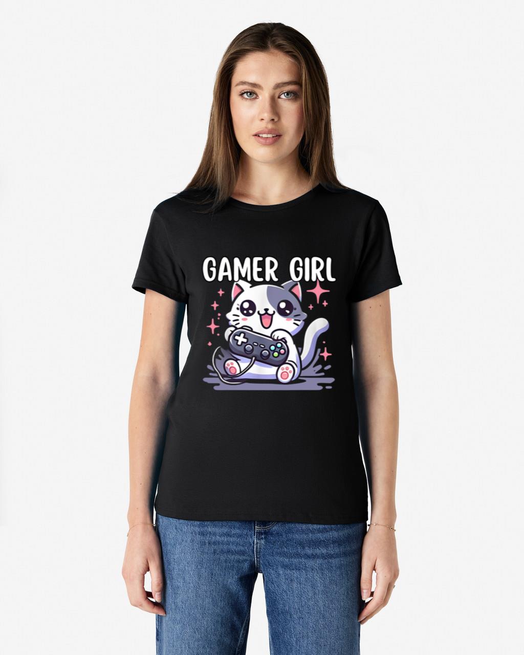 Cute Gamer Graphic With Cat Sidekick And Pixel Play Style T-Shirt, for ...