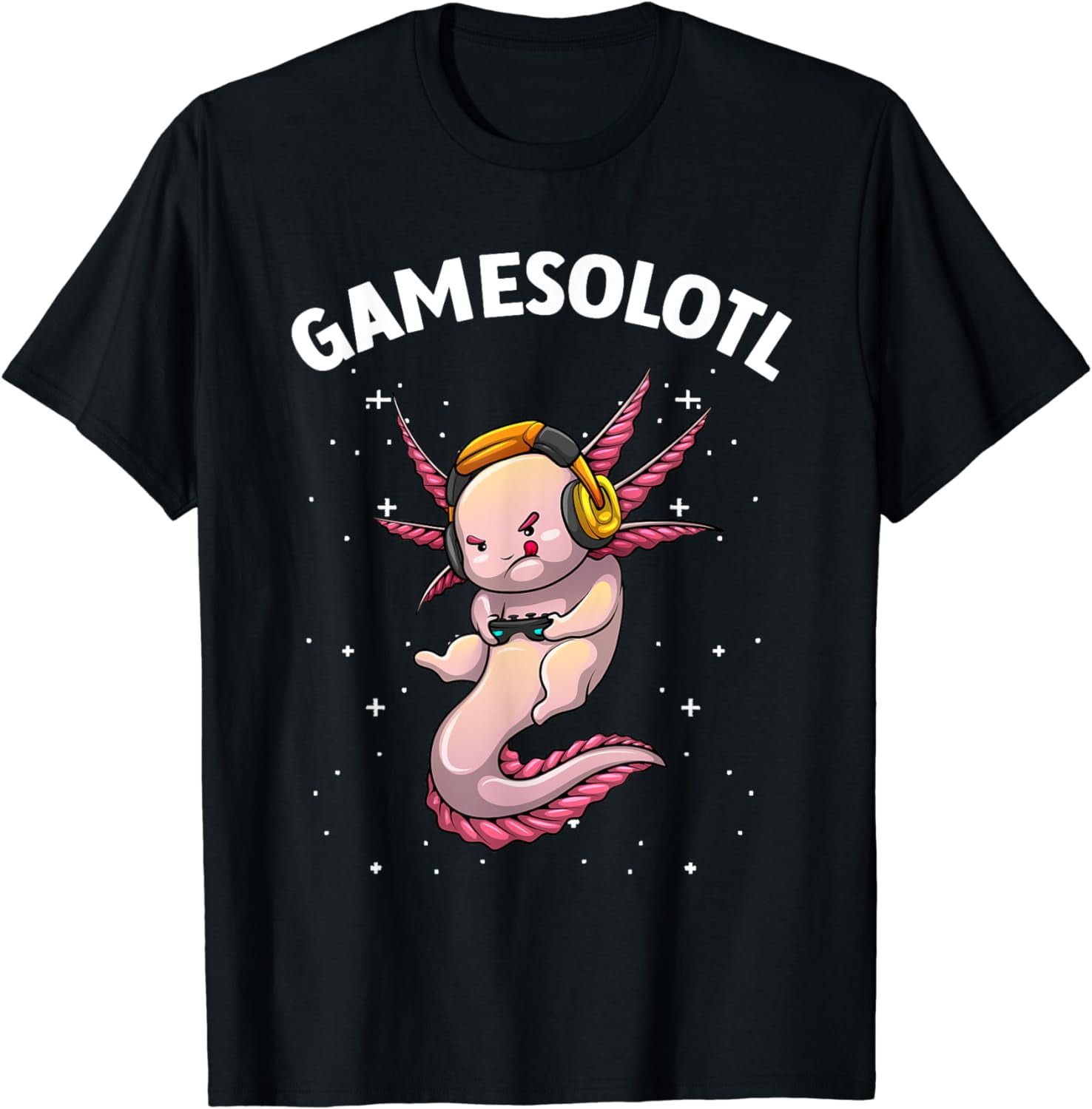 Cute Gaming Art For Men Women Kids Video Game Axolotl Gamer T-Shirt ...