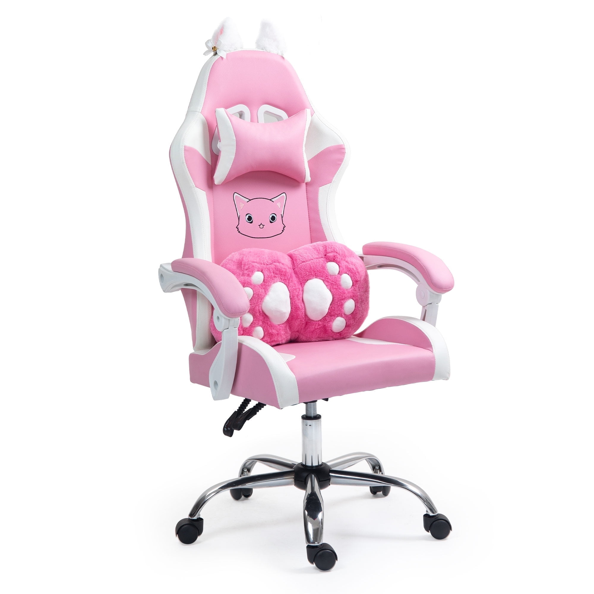 ALEAVIC Pink Gaming Chair with Cat Ear, Ergonomic Computer Chair with ...