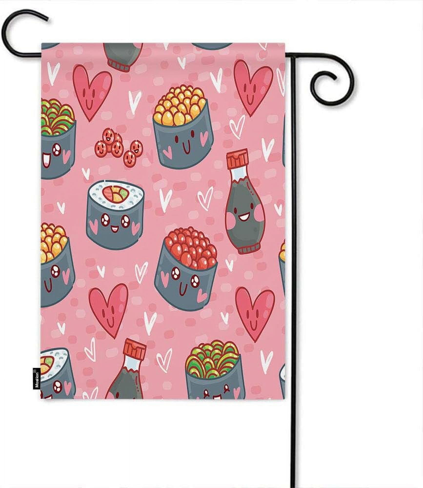 Cute Garden Flag Love Heart Japanese Sushi Rolls Soy Sauce Wasabi ...