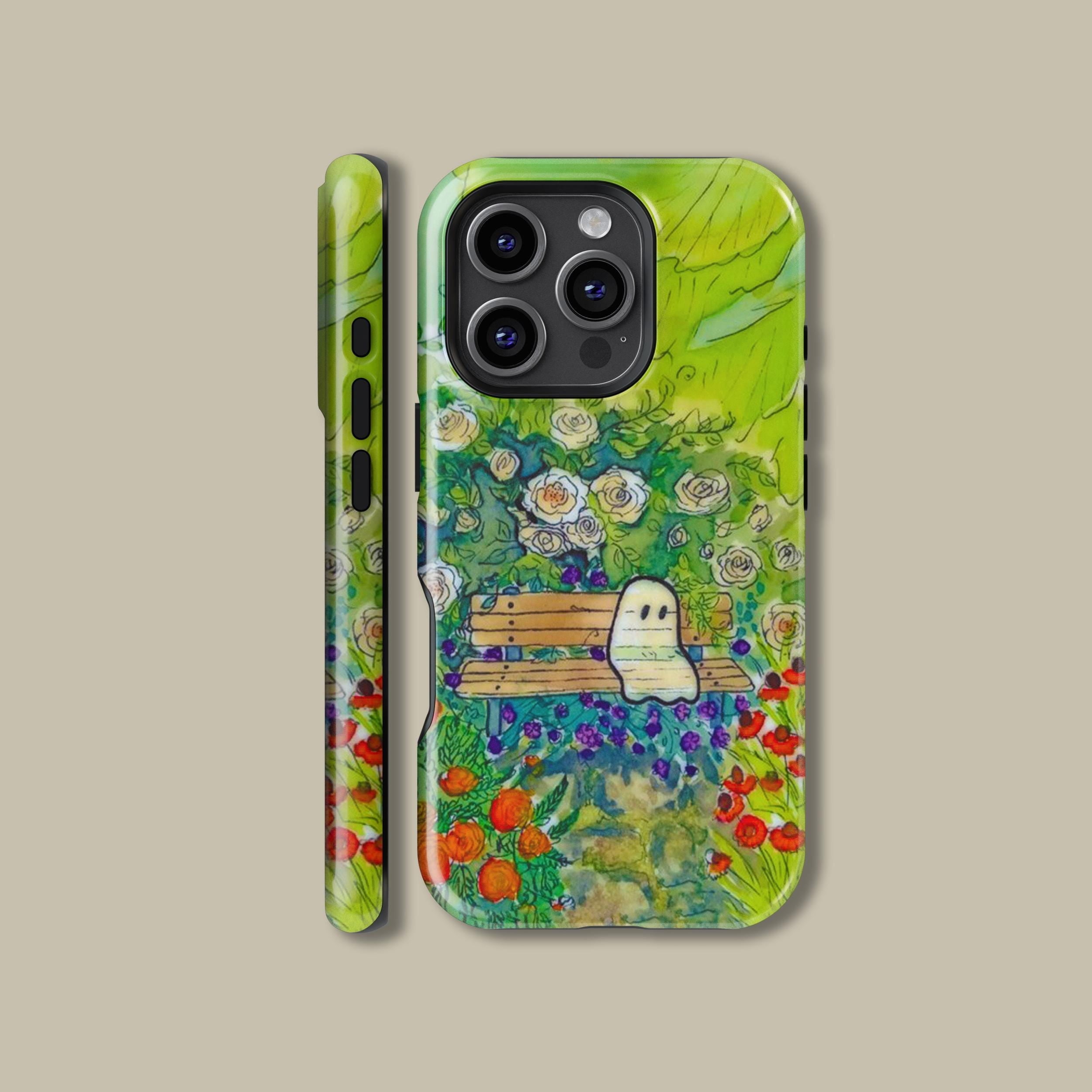 Cute Garden Ghost on Bench Case for iPhone Samsung Spooky - Walmart.com