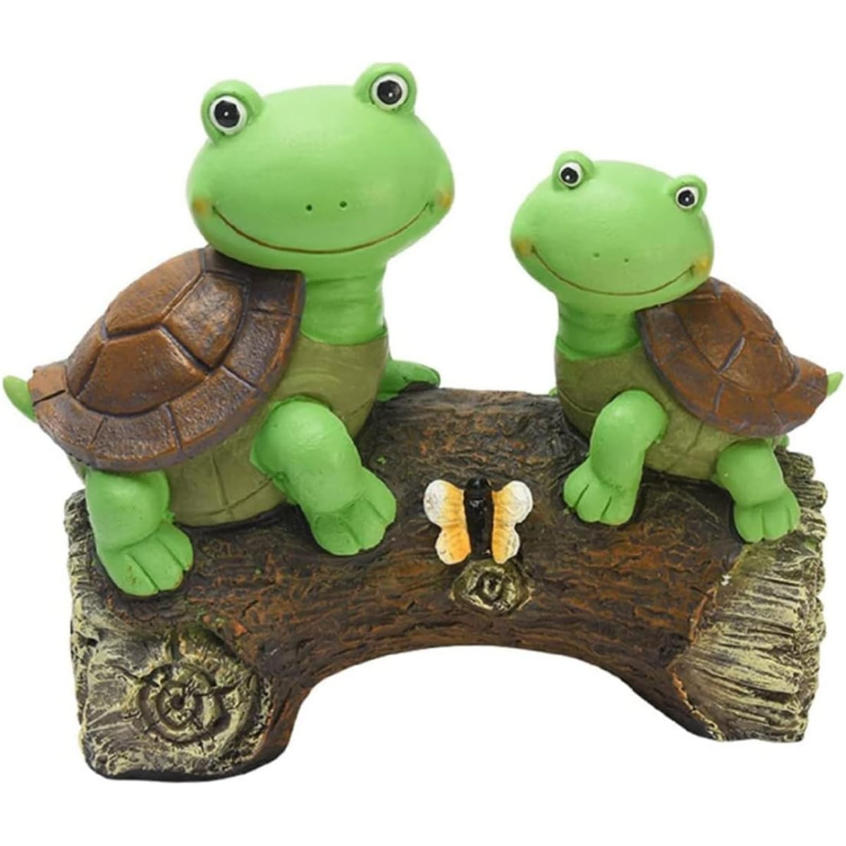 Garden Statue Turtles Figurine-Cute Turtles Resin Statue with Solar ...