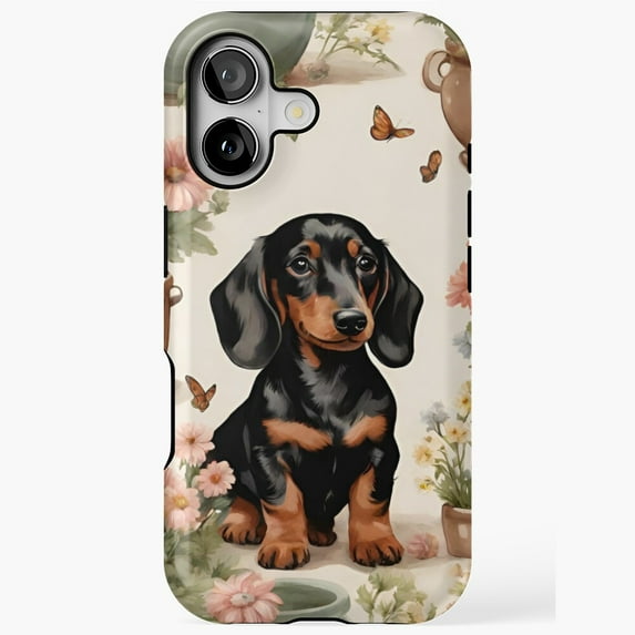 Cute Gardening with Dog Dachshund Art Compatible Phone Case for iPhone ...