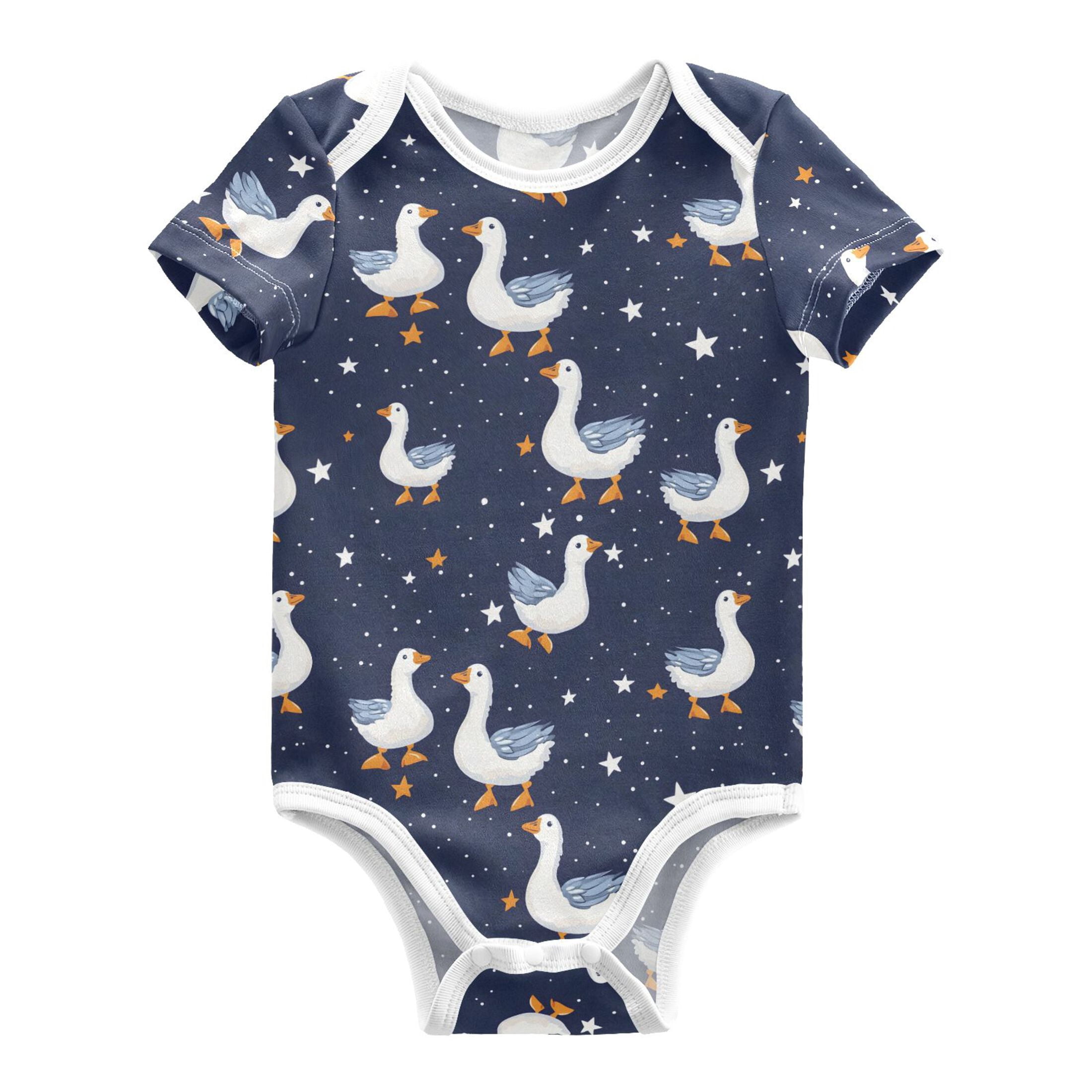 Cute Geese Star Pattern Baby Bodysuits 100% Cotton Short Sleeve for 0 ...