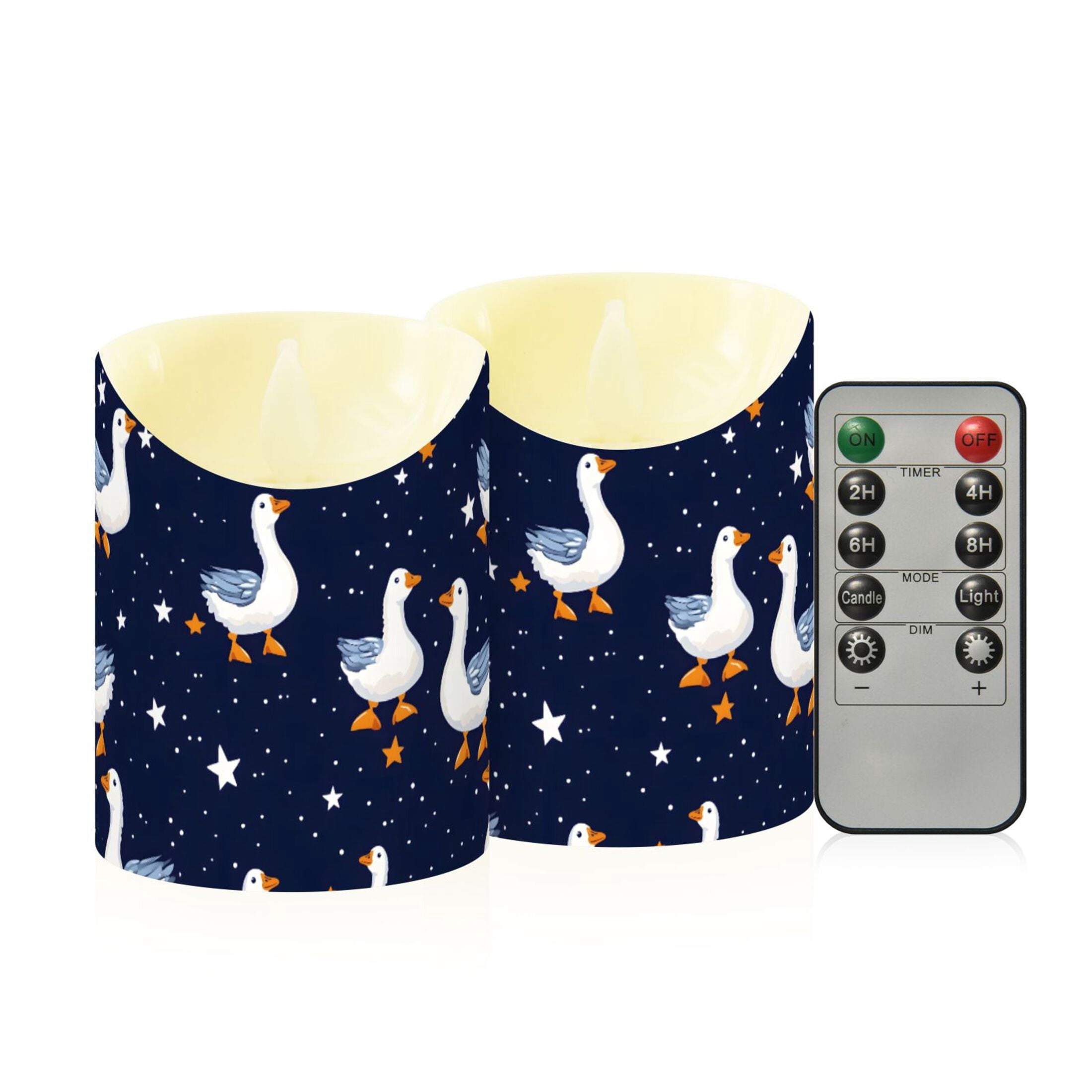 Cute Geese Star Pattern Flameless Candles 2 PCS with Remote Realistic ...