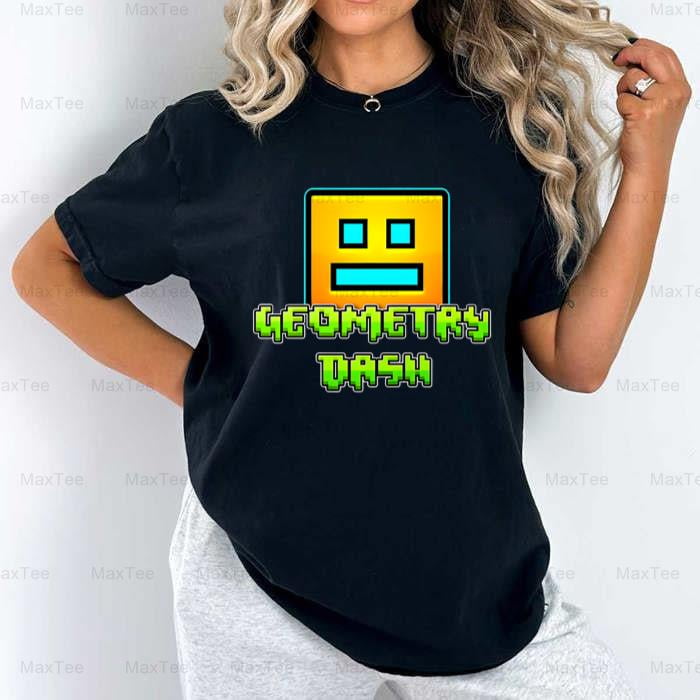 Cute Geometry Dash Funny Gamer Art Colorful Video Game Comfort Color T ...