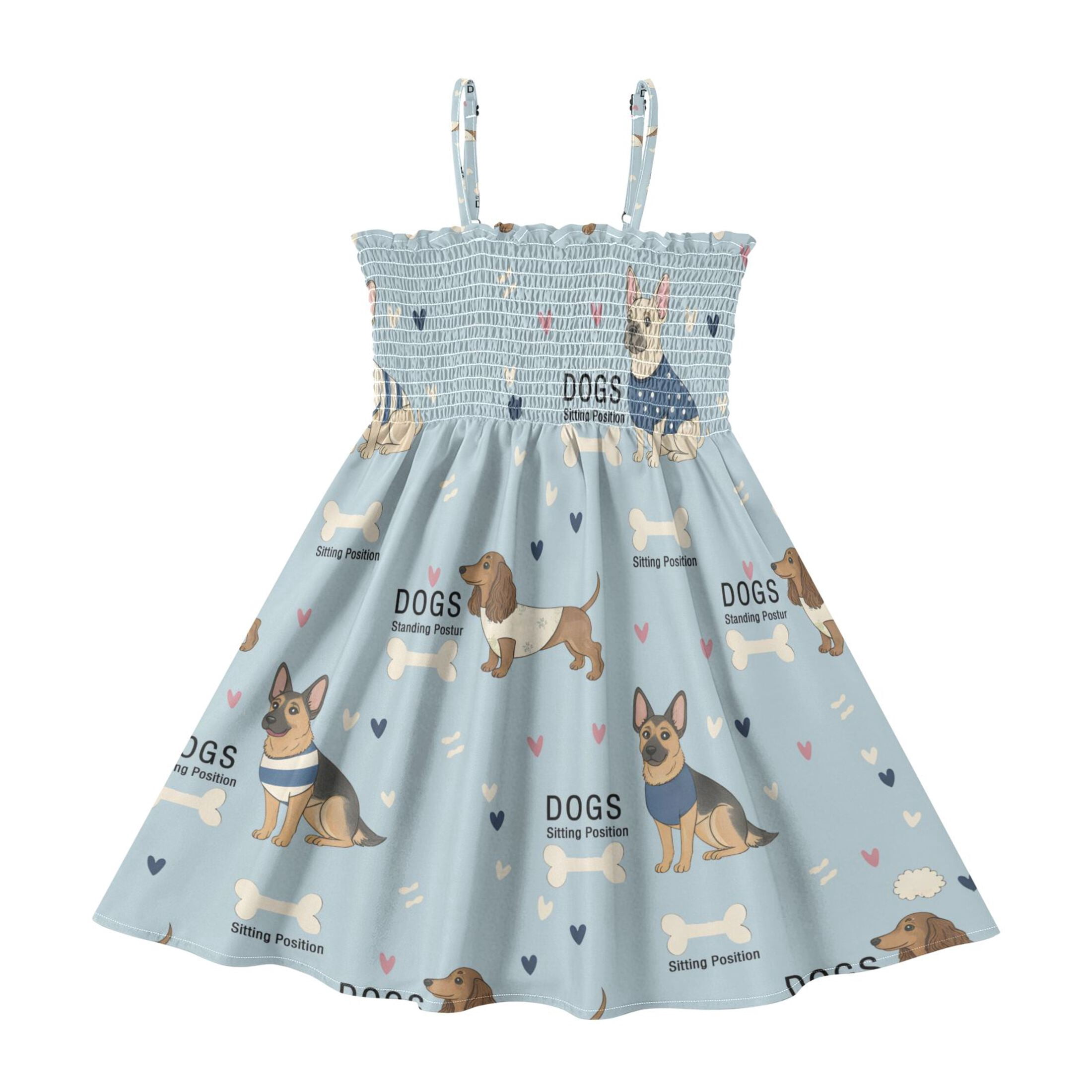Cute German Shepherd Pattern Girls' Casual Dresses 2Y-8Y Sleeveless ...