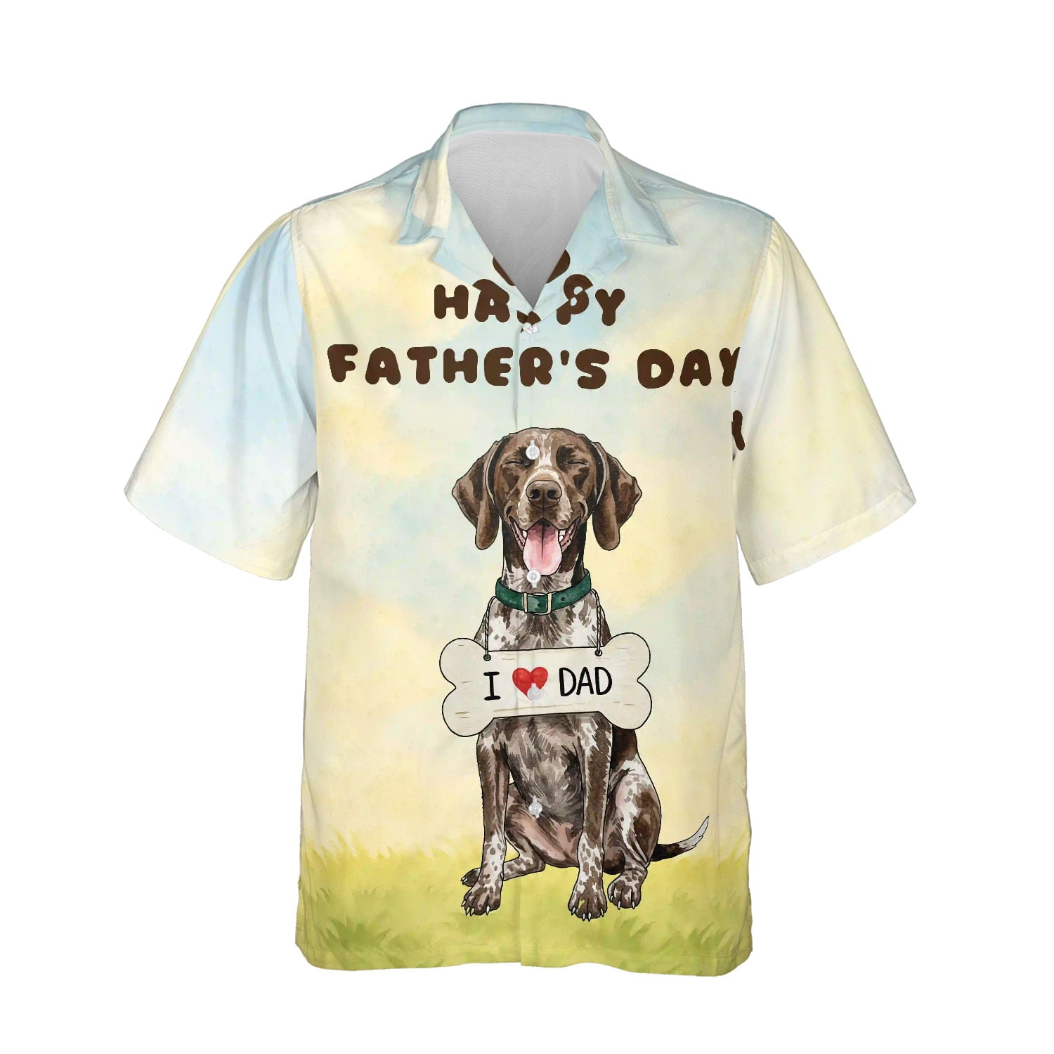 Cute German Shorthaired Pointer Loves Dad Happy Father's Day Hawaiian ...