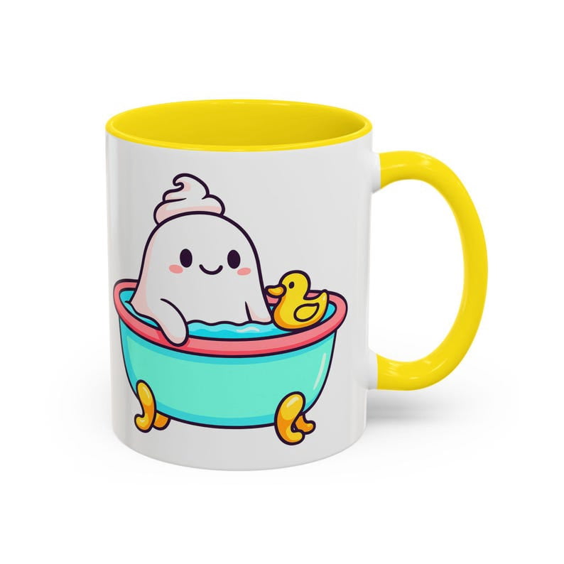 Cute GhosT1 In Bathtub Mug KawaI1I Spooky Cute Coffee Cup with Rubber ...