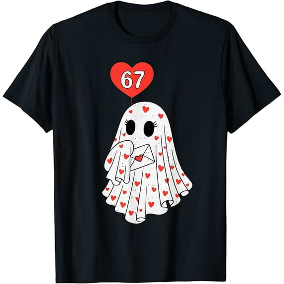 Cute Ghost 6 7 Six Seven Meme Valentines Day Men Women Kids T-Shirt ...