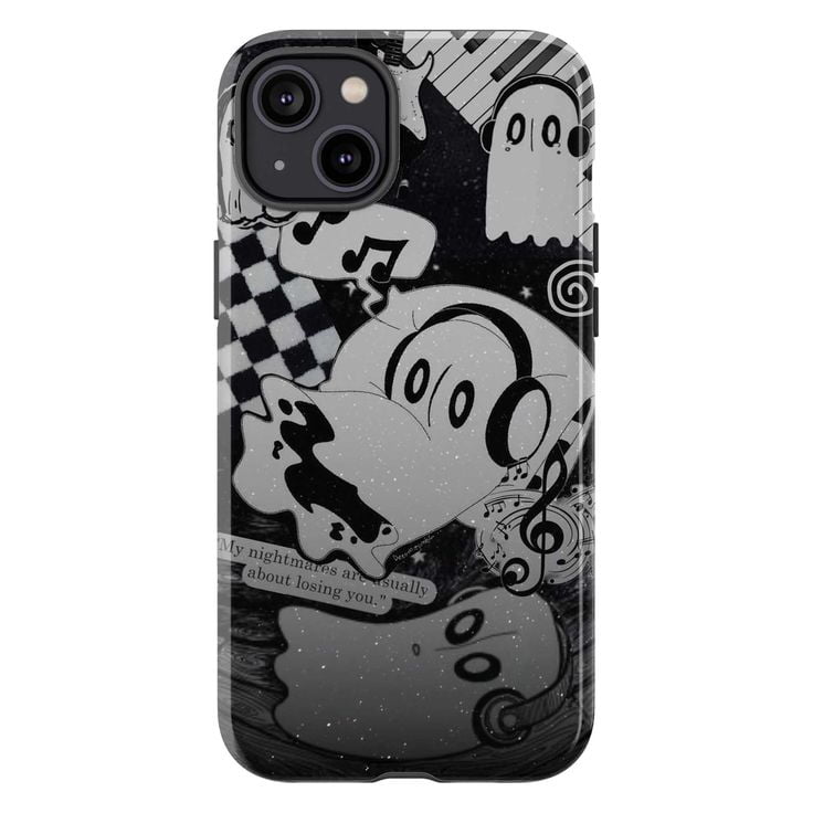 Cute Ghost Aesthetic Halloween Touch Phone Case – Black & White Music ...