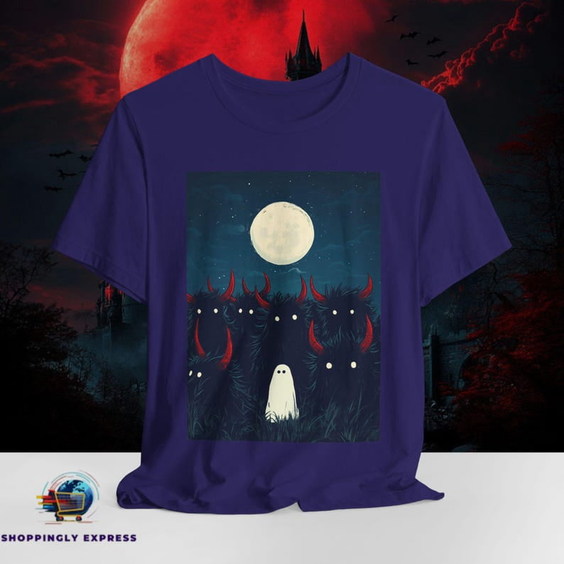 Cute Ghost Among Monsters Shirt – Funny Spooky Halloween Gothic Forest ...