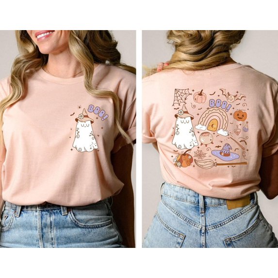 Cute Ghost Boo Shirt, Back And Front Ghost Boo Shirt, Ghouls Tee ...