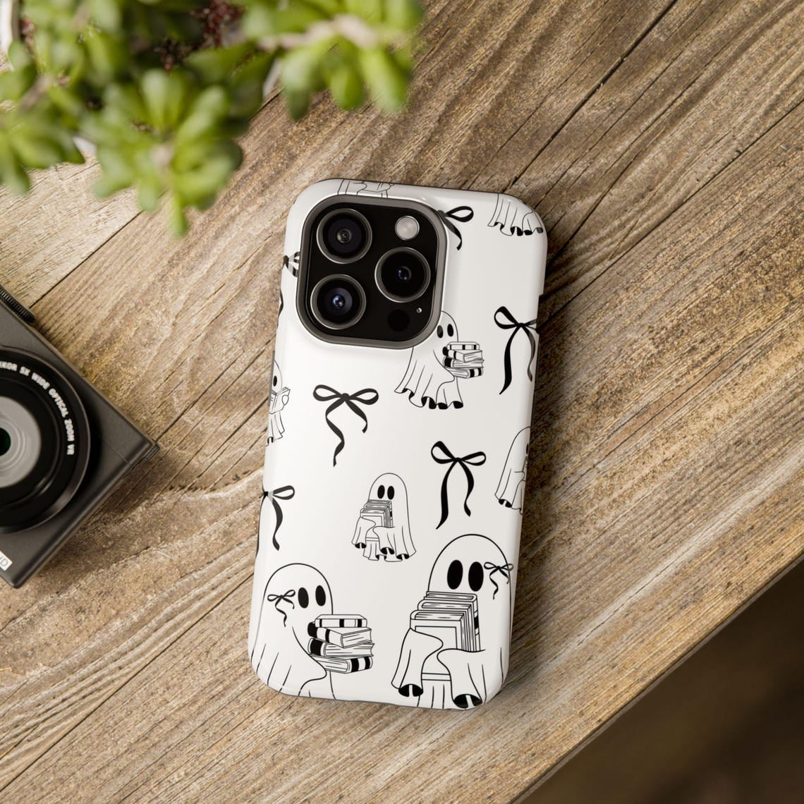 Cute Ghost Book Lover Bow Kawaii Reading Pastel Spooky Fall Phone Case ...