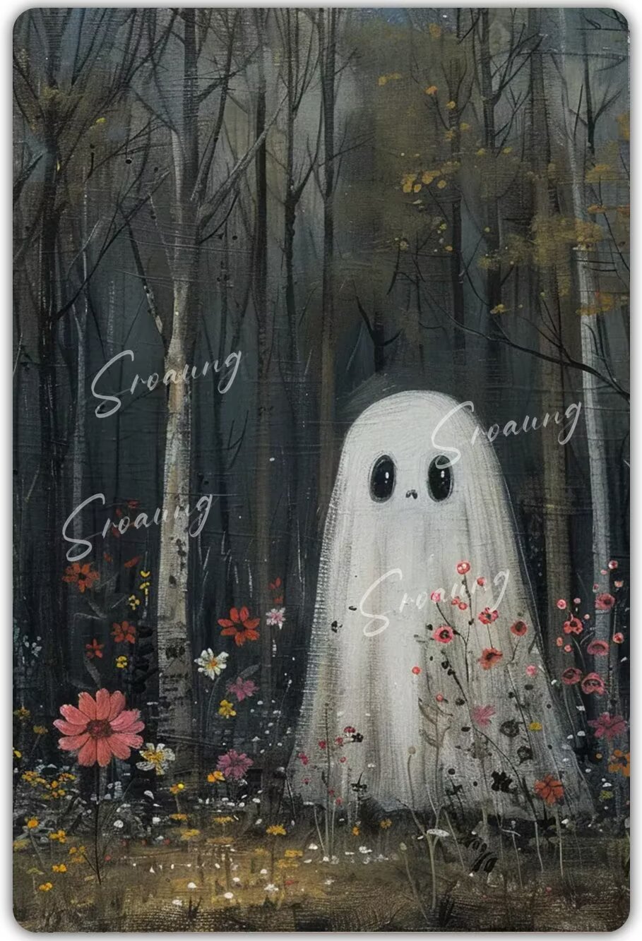 Cute Ghost Diamond Art Kits for Adults,In The Forest DIY 5D Diamond ...