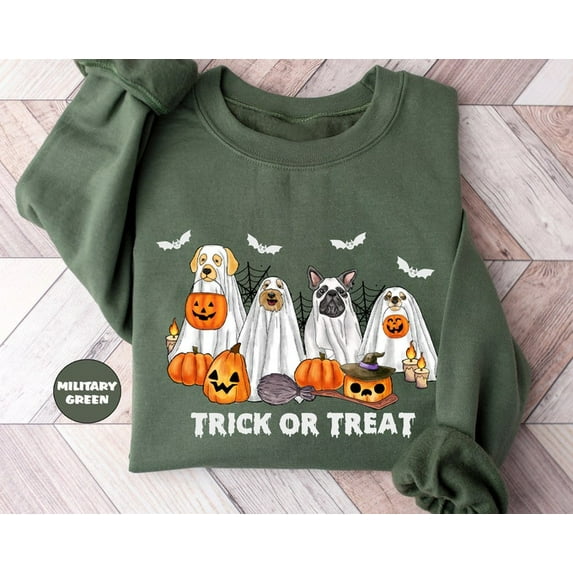 Cute Ghost Dogs Sweatshir, Dog Lovers Hoodie, Dog Walker Outfit, Spooky ...