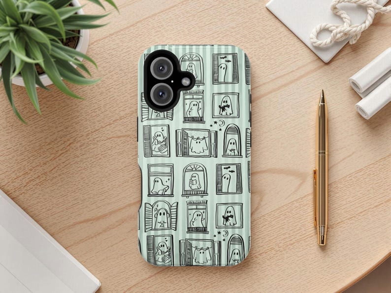 Cute Ghost Doodle Halloween Phone Case for iPhone 11 12 13 14 15 16 Pro ...
