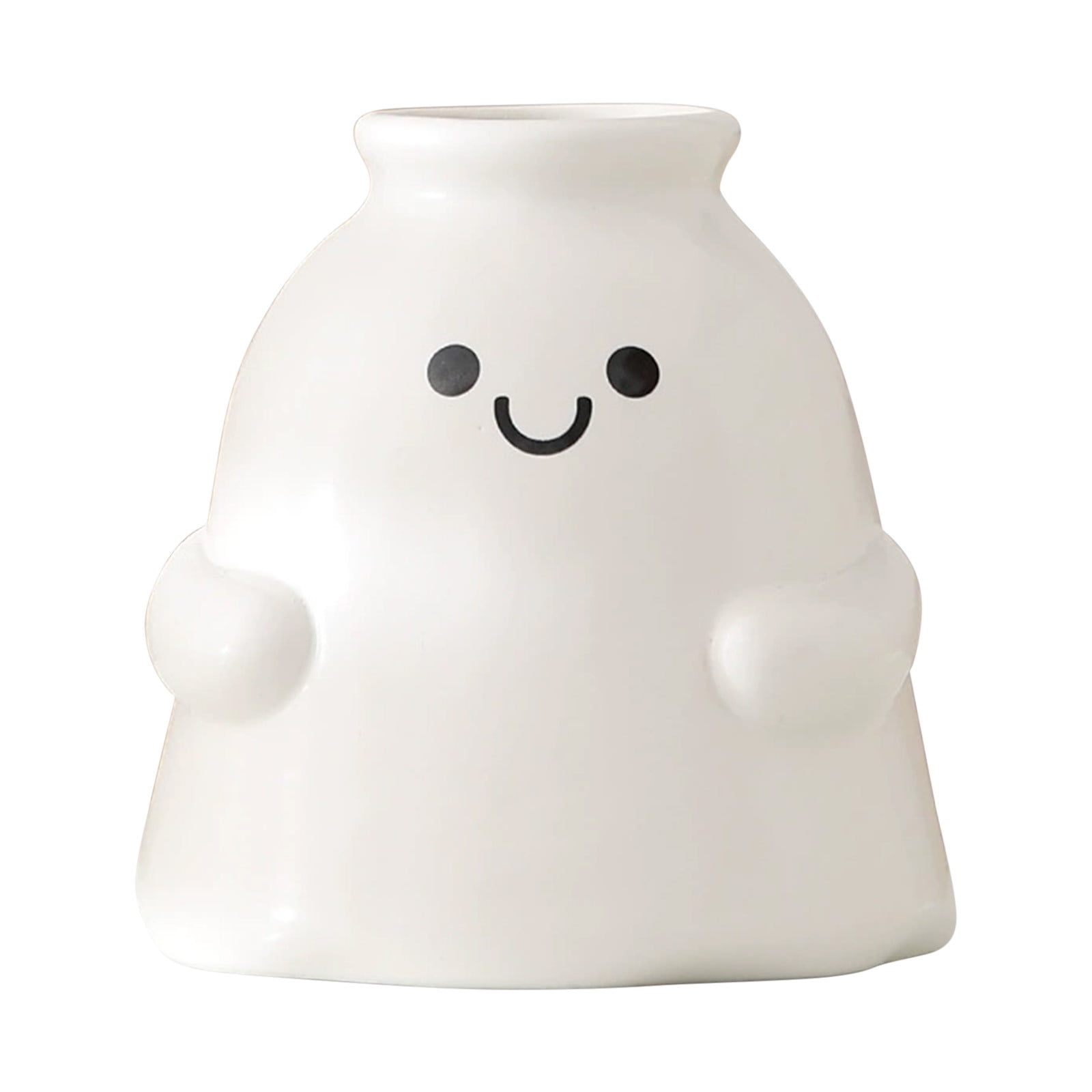 Cute Ghost Face Ceramic Flower Vase, White Decorative Planter Modern ...