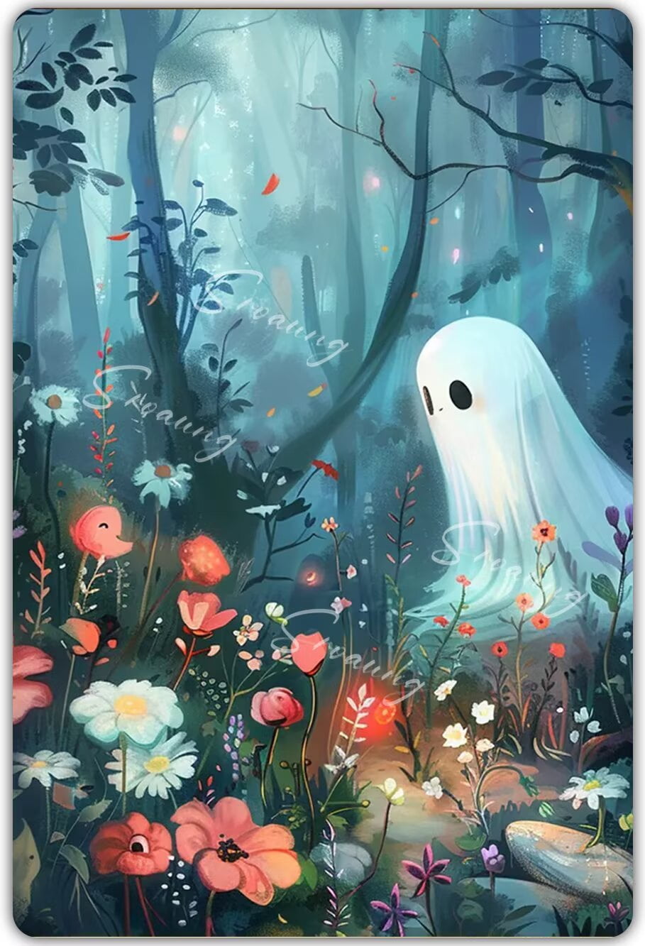 Cute Ghost Is In The Forest Diamond Art Kits for Adults,Halloween Ghost ...
