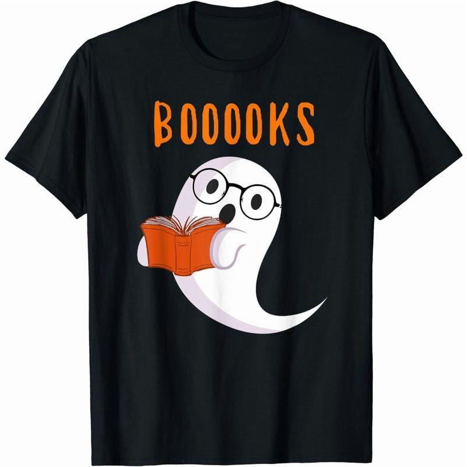 Cute - Ghost Graphic Tee,Tops Has Bold “‘Boo - Books’ Text & Ghost ...