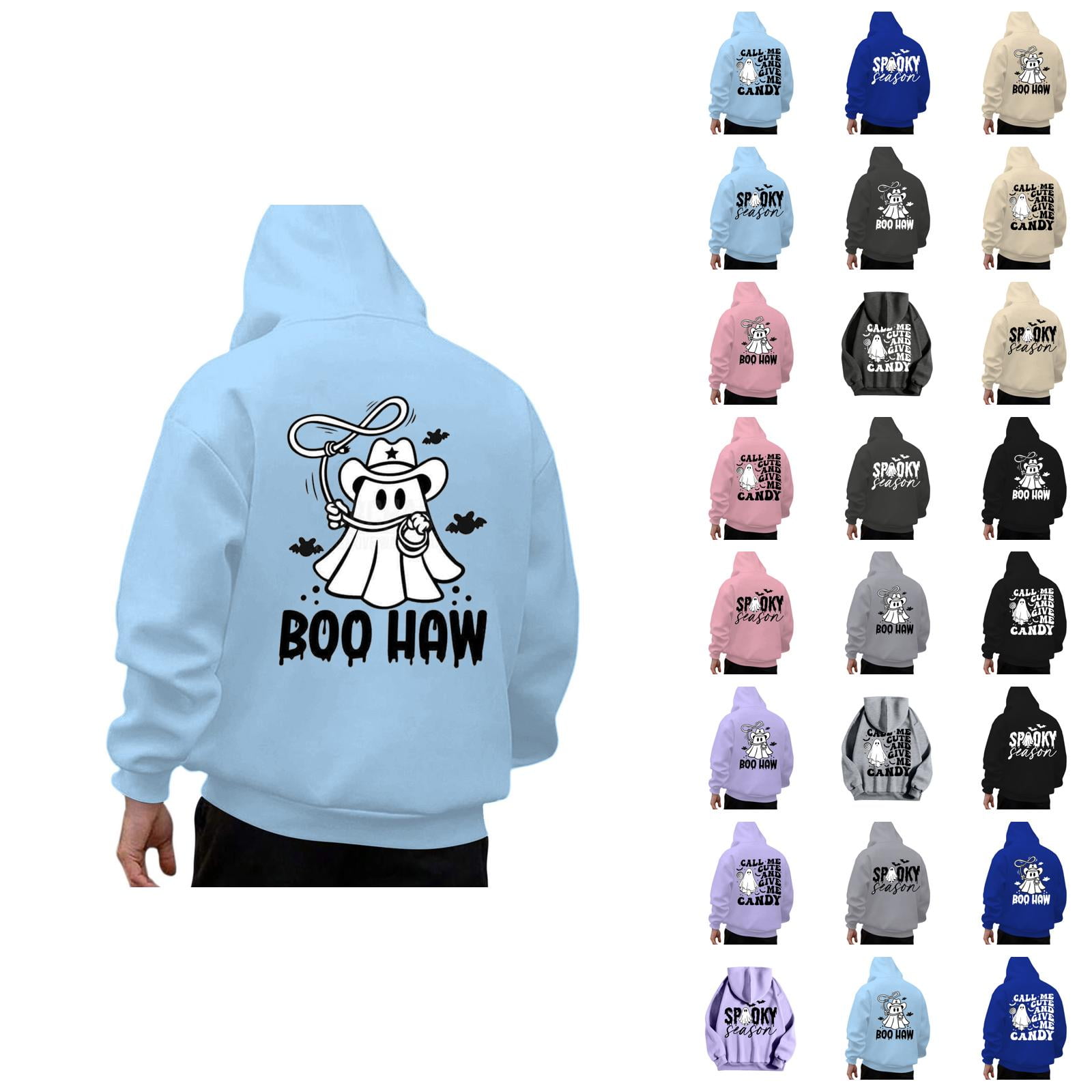 Cute Ghost Halloween Hoodies for Men 2025 Long Sleeve Ghost Graphic ...