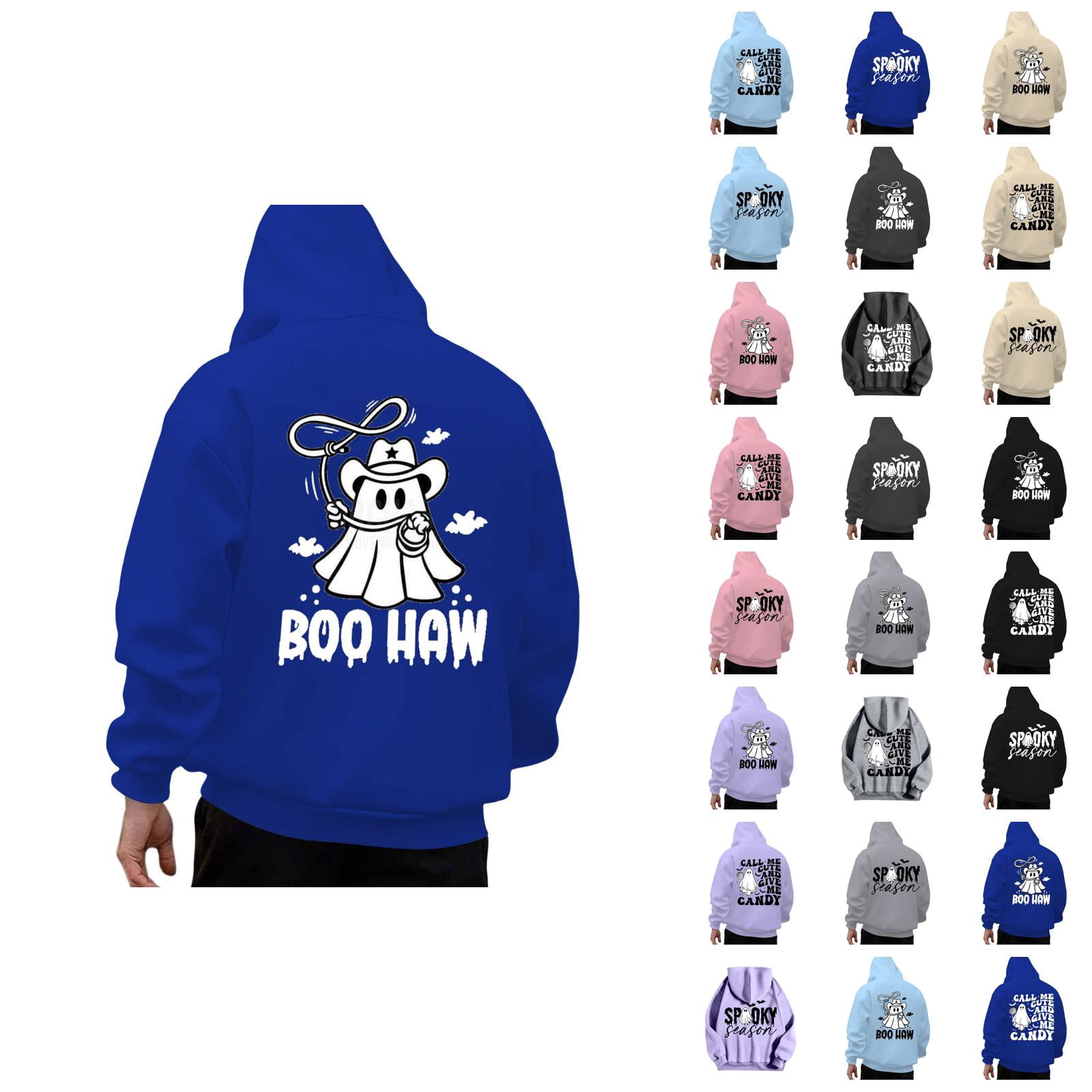Cute Ghost Halloween Hoodies for Men 2025 Long Sleeve Ghost Graphic ...