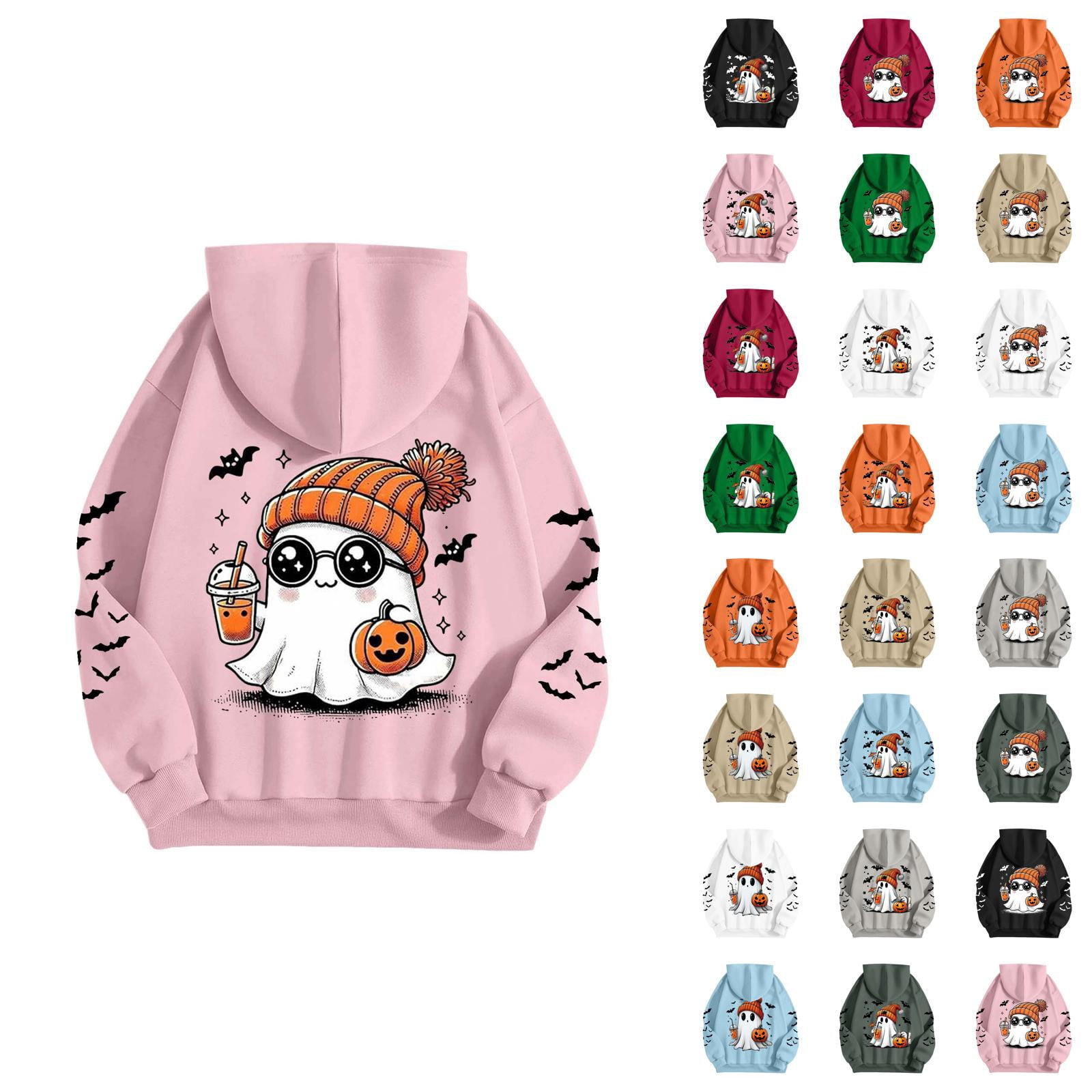 Cute Ghost Halloween Hoodies for Women 2025 Ghost Coffee Pumpkin ...