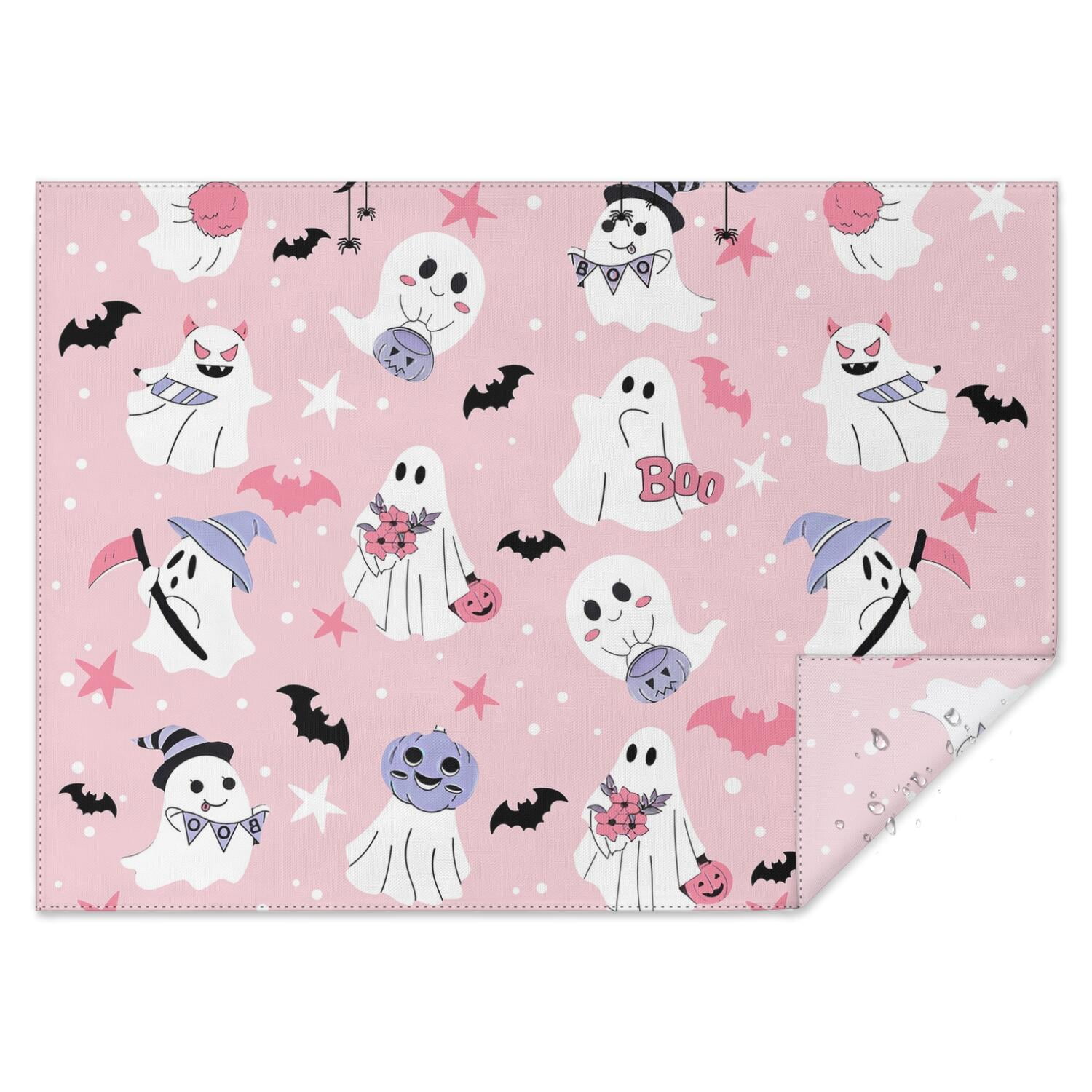 Cute Ghost Illustration Tablecloth Rectangular Waterproof Halloween ...