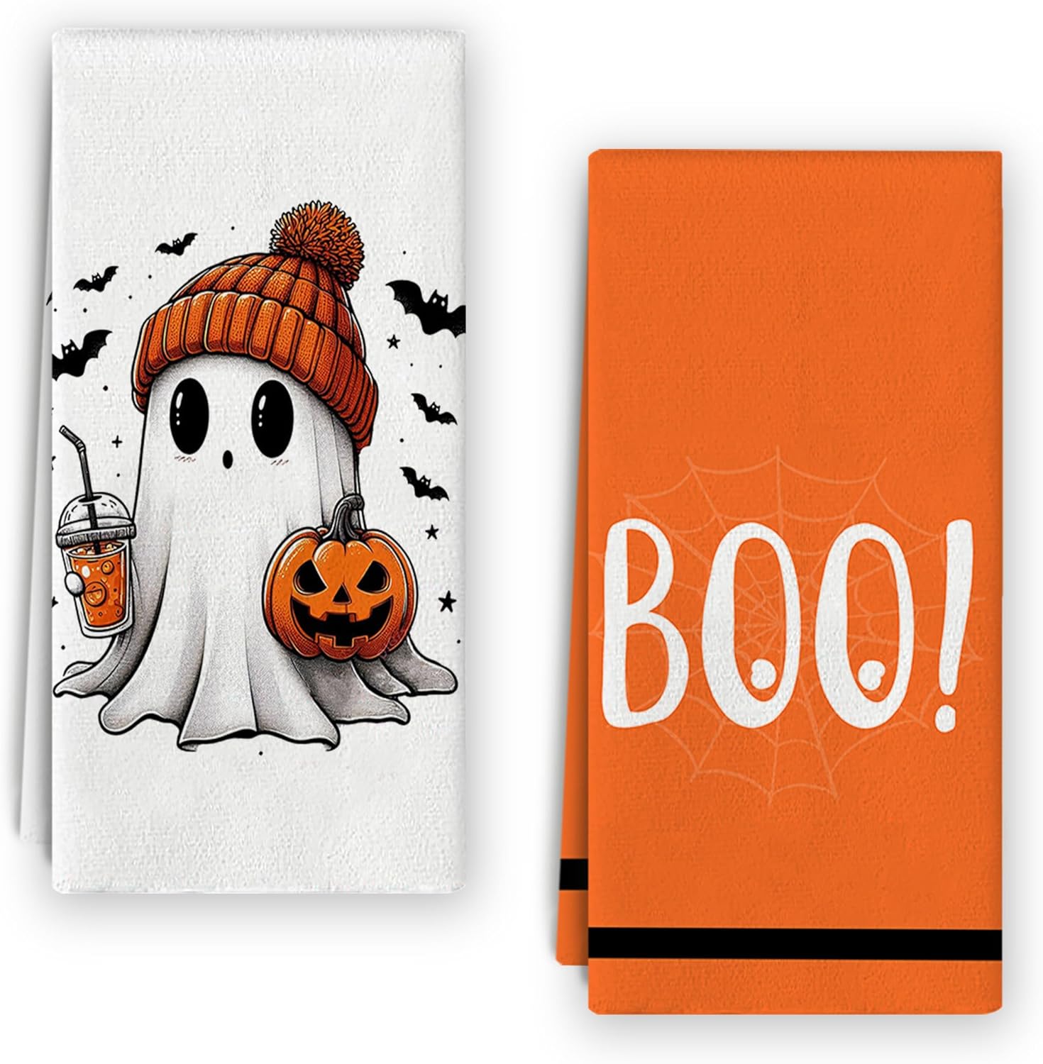Cute Ghost Kitchen Towels, Set of 2 Spooky Ghost Dish Towels 16x24 ...