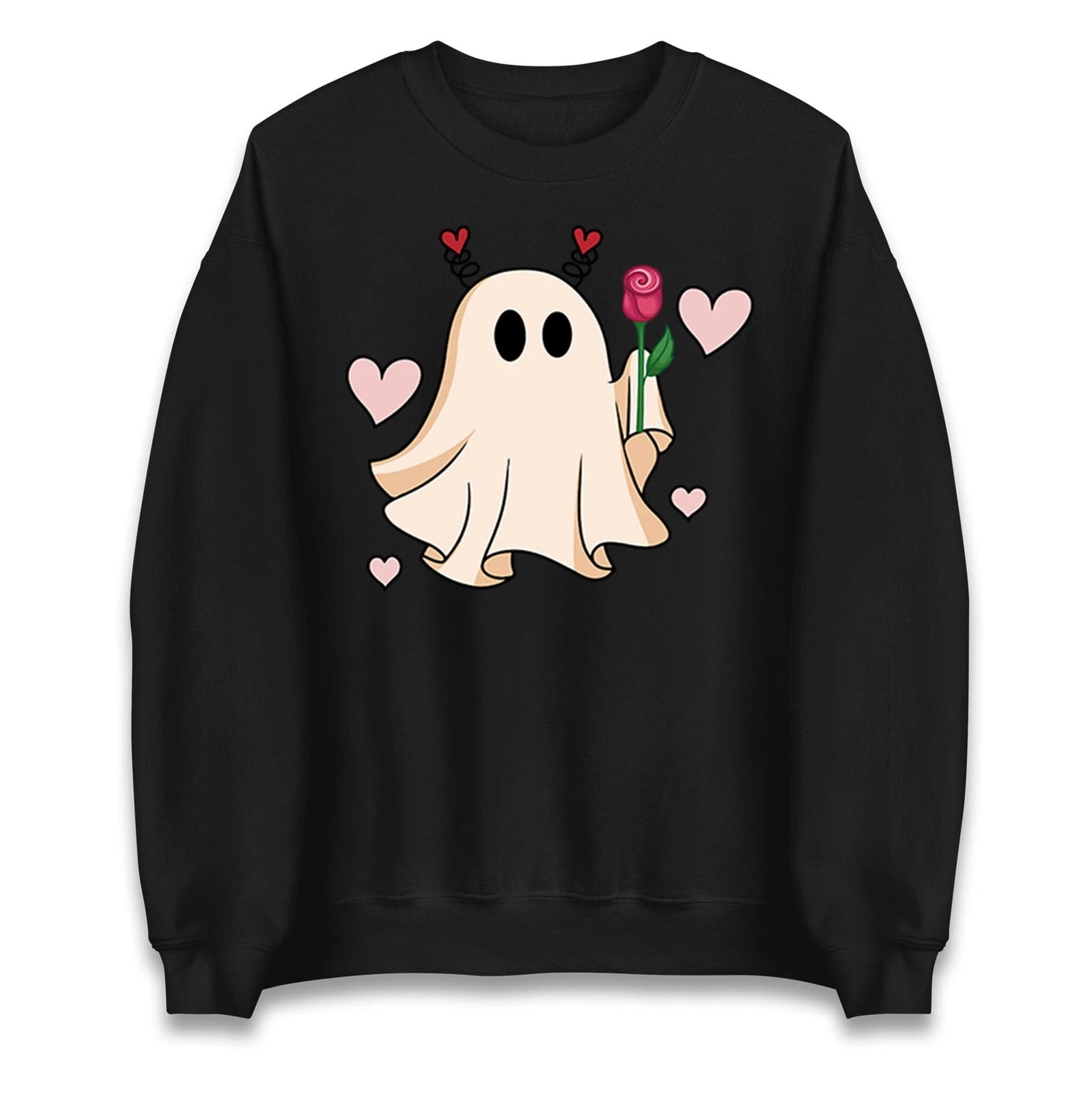 Cute Ghost Love Sweatshirt, Funny Valentine’s Day Gift Jumper BLACK ...