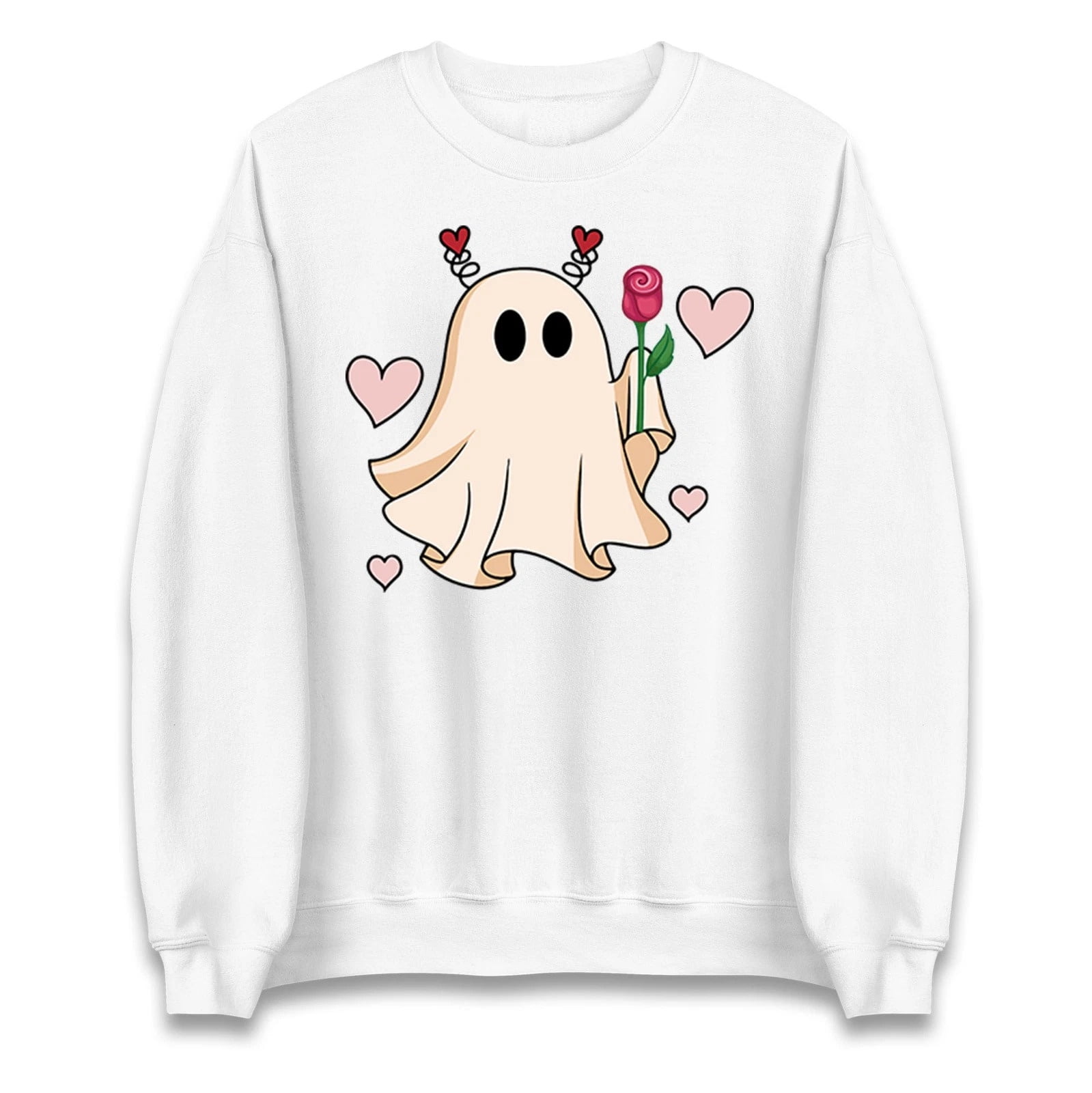 Cute Ghost Love Sweatshirt, Funny Valentine’s Day Gift Jumper WHITE ...