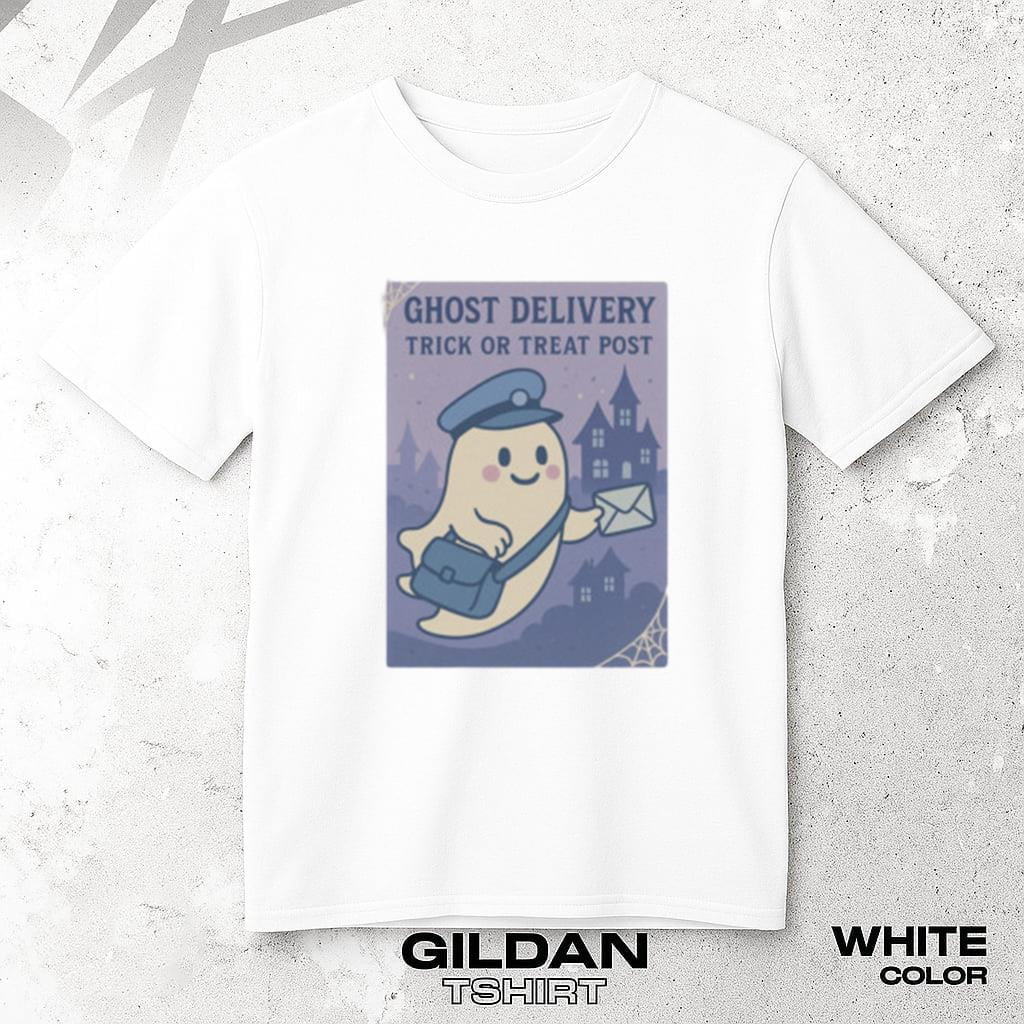 Cute Ghost Mailman Halloween Postage Stamp Funny Ghostly Delivery ...