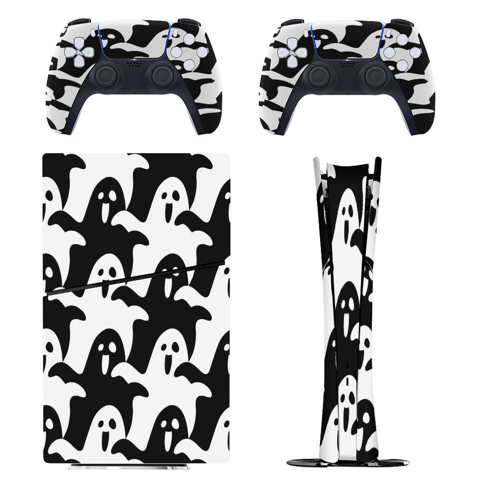 Cute Ghost Pattern Black And White PS5/PS5 Pro/PS5 Slim Digital Disc ...