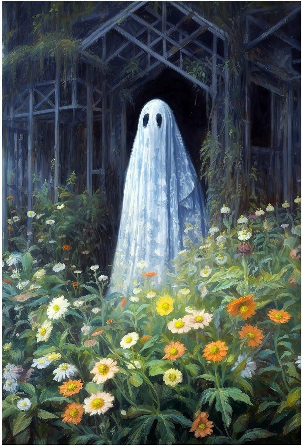 Cute Ghost Posters Gothic Botanical Ghost in Greenhouse Wall Decor Dark ...