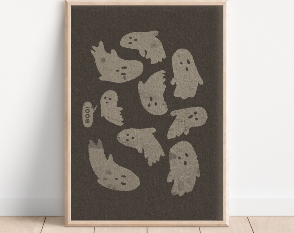 Cute Ghost Print Fall Decor Trendy Ghost Wall Art Ghost Painting ...