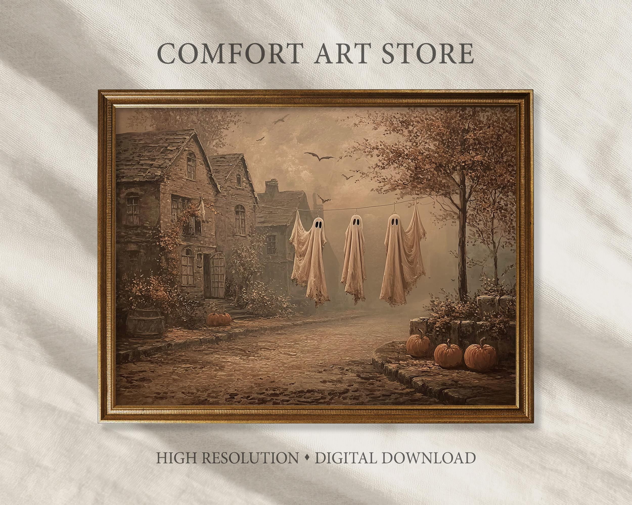 Cute Ghost Print Ghost Laundry Vintage Haunted Town Wall Art Fall ...