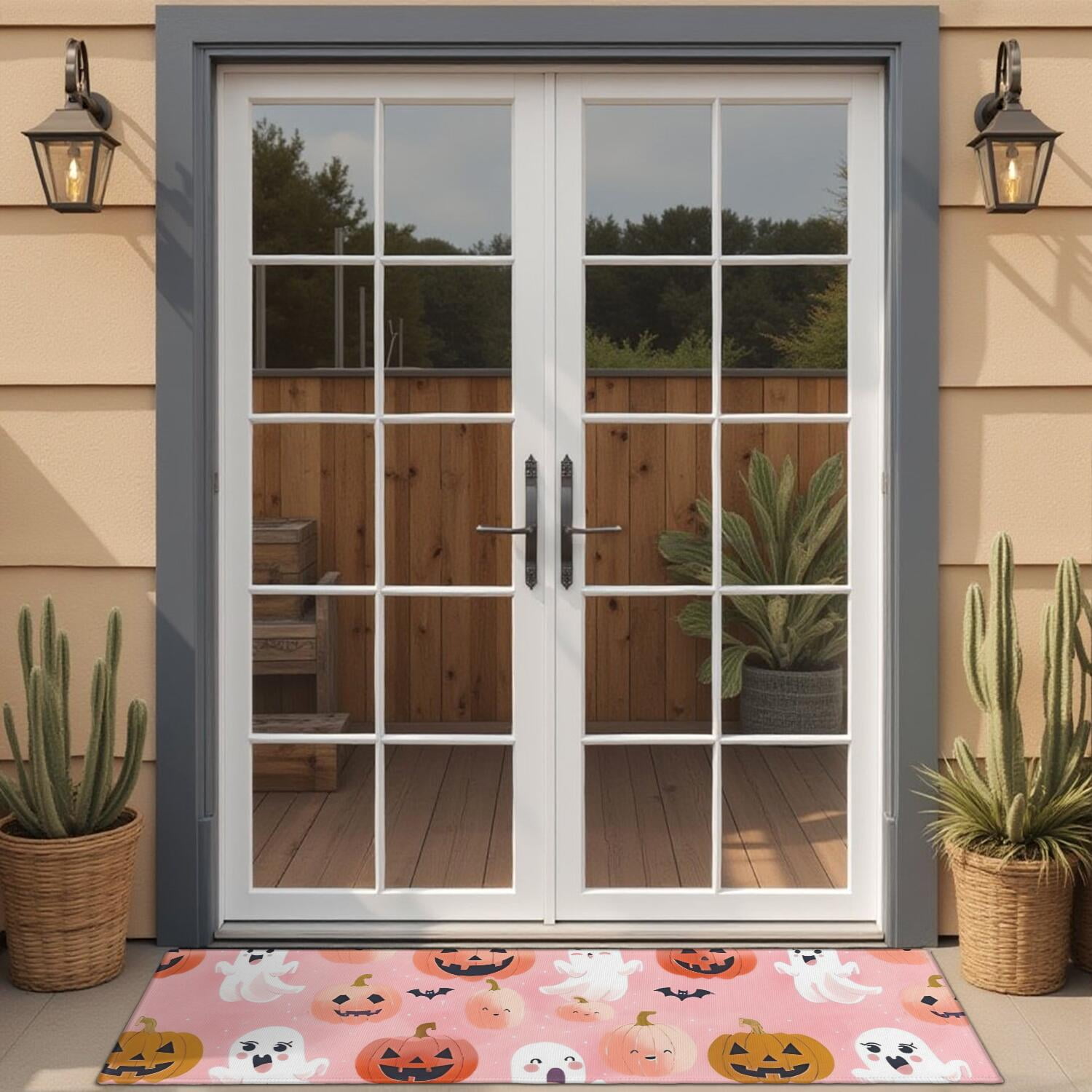Cute Ghost Pumpkin Halloween Pattern Door Rugs,Washable Non Slip Door ...