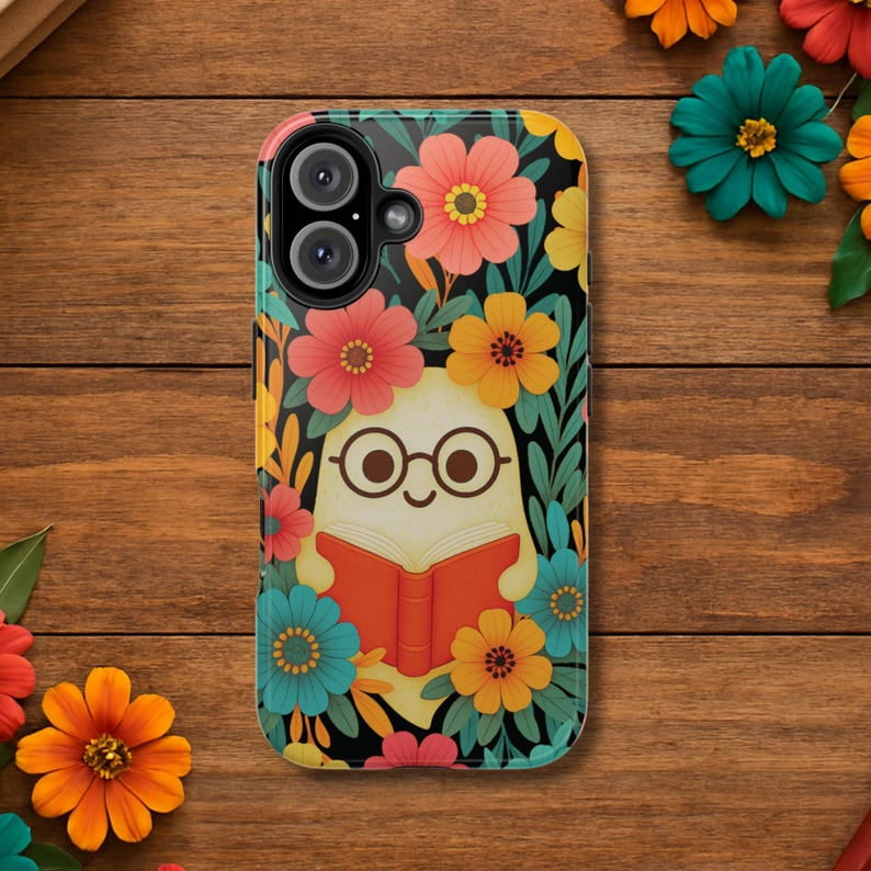Cute Ghost Reader Floral Book Halloween Case Compatible with iPhone 11 ...