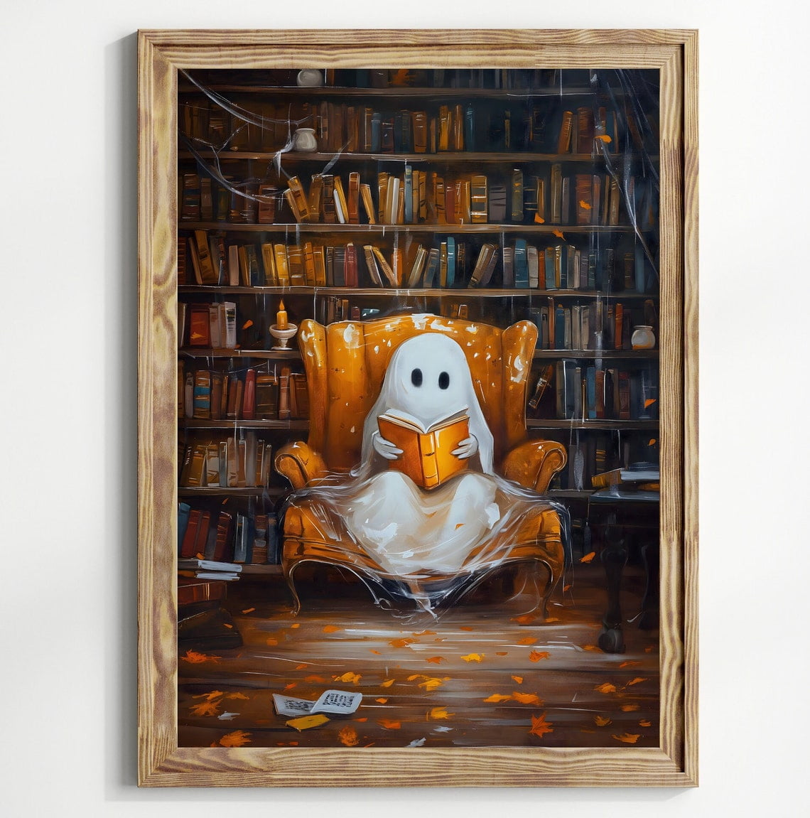 Cute Ghost Reading A Book Whimsical Ghost Wall Art Spooky Cute Ghost ...